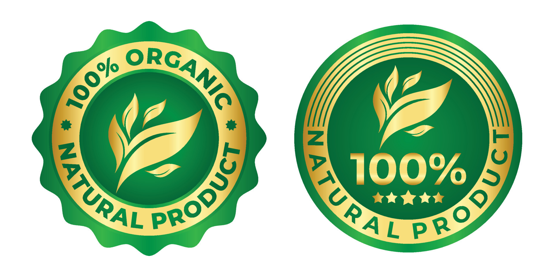 Organic natural herbal badge logo vector with green and gold color for product label 16796057 ...