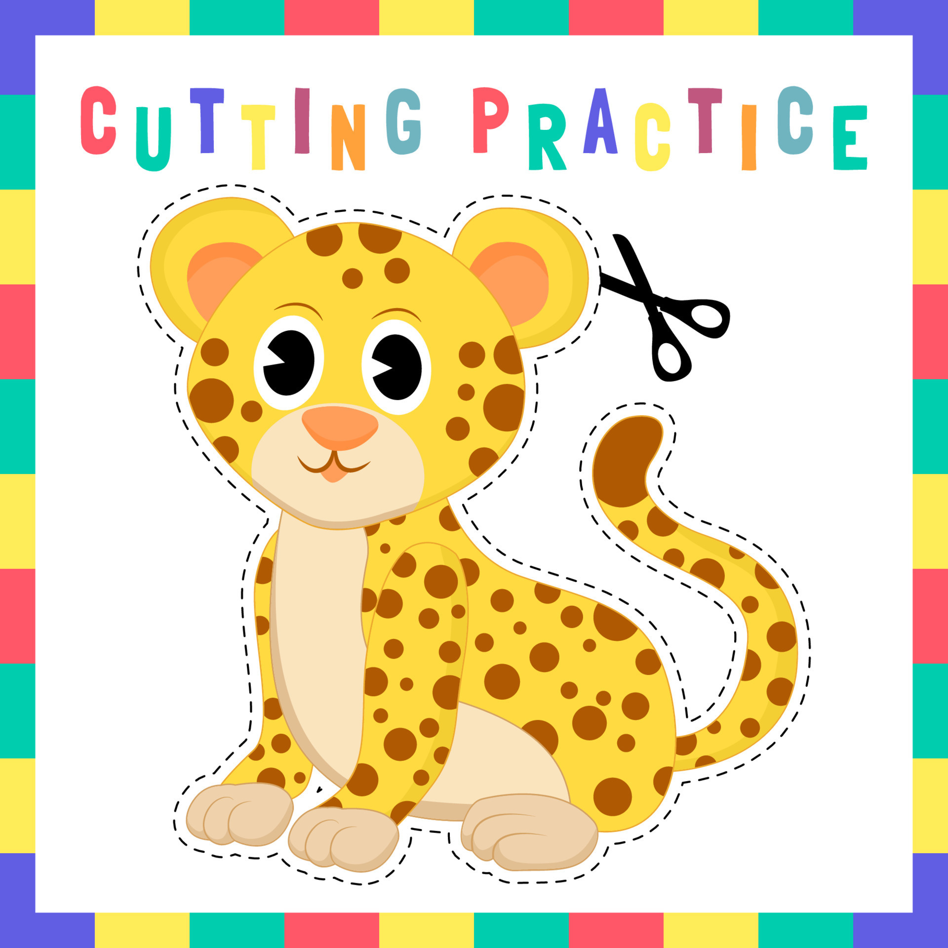 Education games for children cutting practice animal theme printable ...