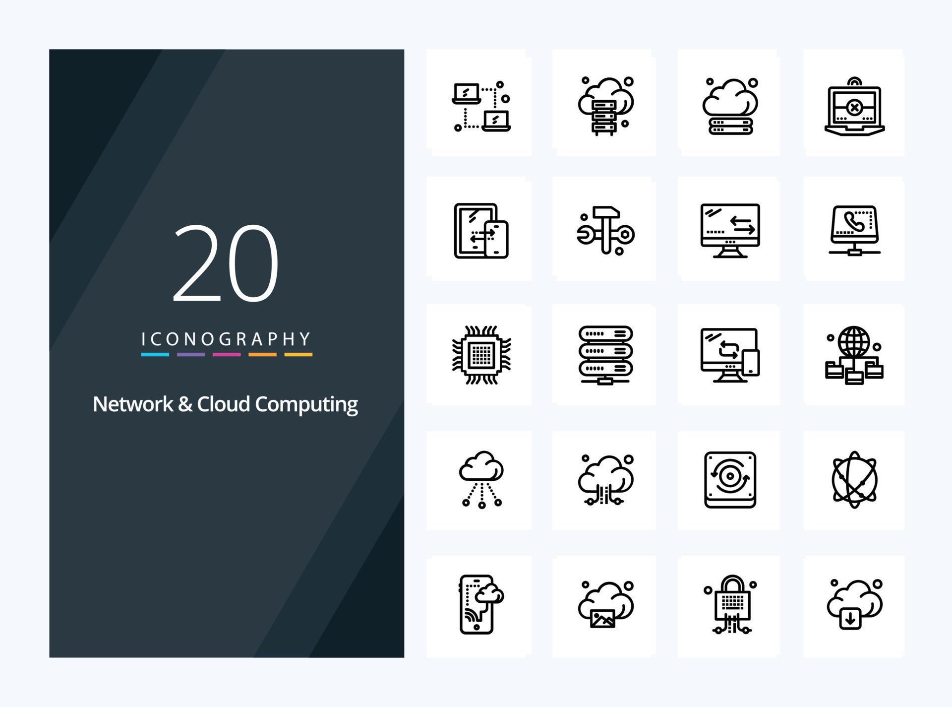 20 Network And Cloud Computing Outline icon for presentation 16796645 Vector Art at Vecteezy