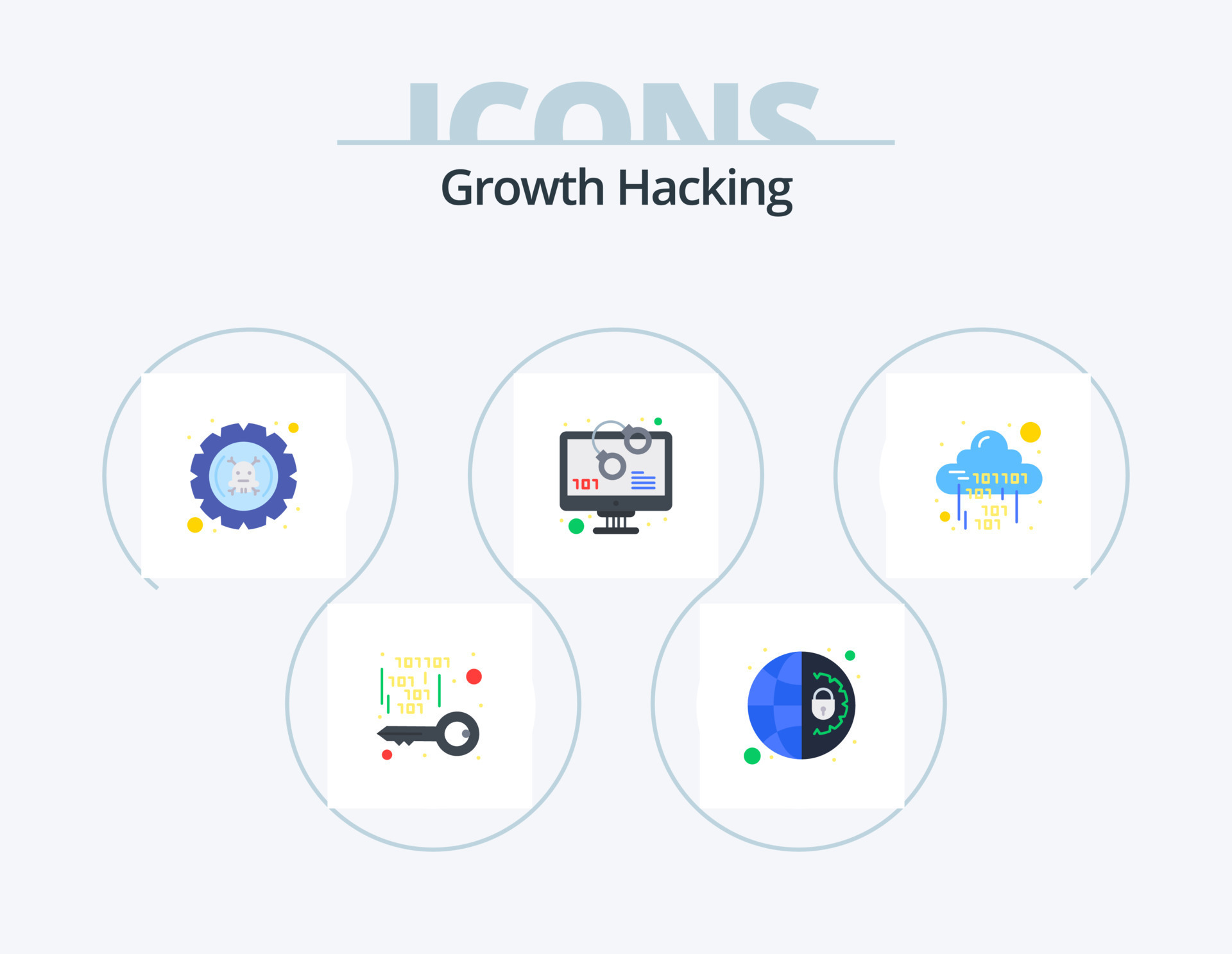 Hacking Flat Icon Pack 5 Icon Design. warn. secured. settings. code ...