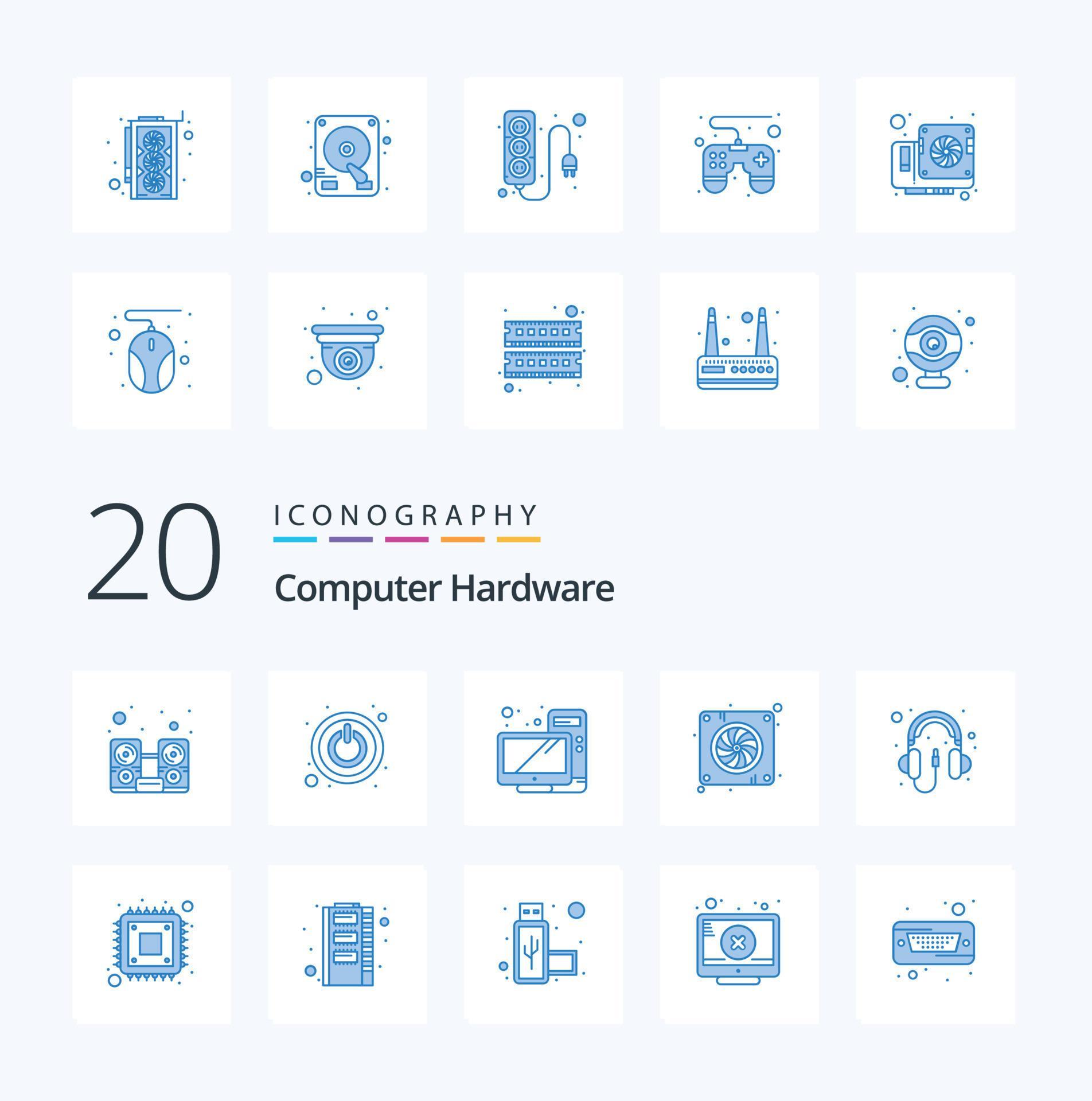 20 Computer Hardware Blue Color icon Pack like hardware audio desktop ...
