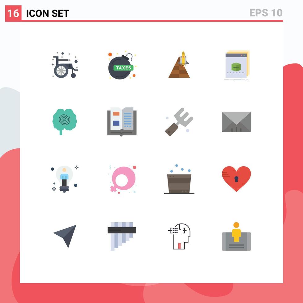 Set of 16 Modern UI Icons Symbols Signs for brain file station application software Editable ...
