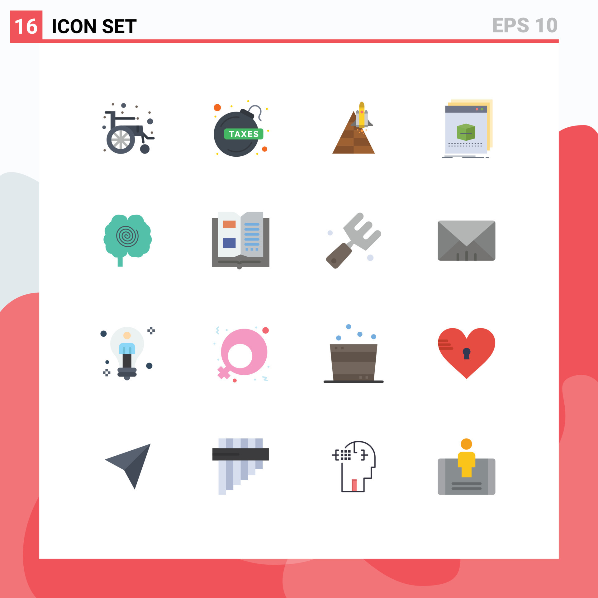 Set Of 16 Modern Ui Icons Symbols Signs For Brain File Station