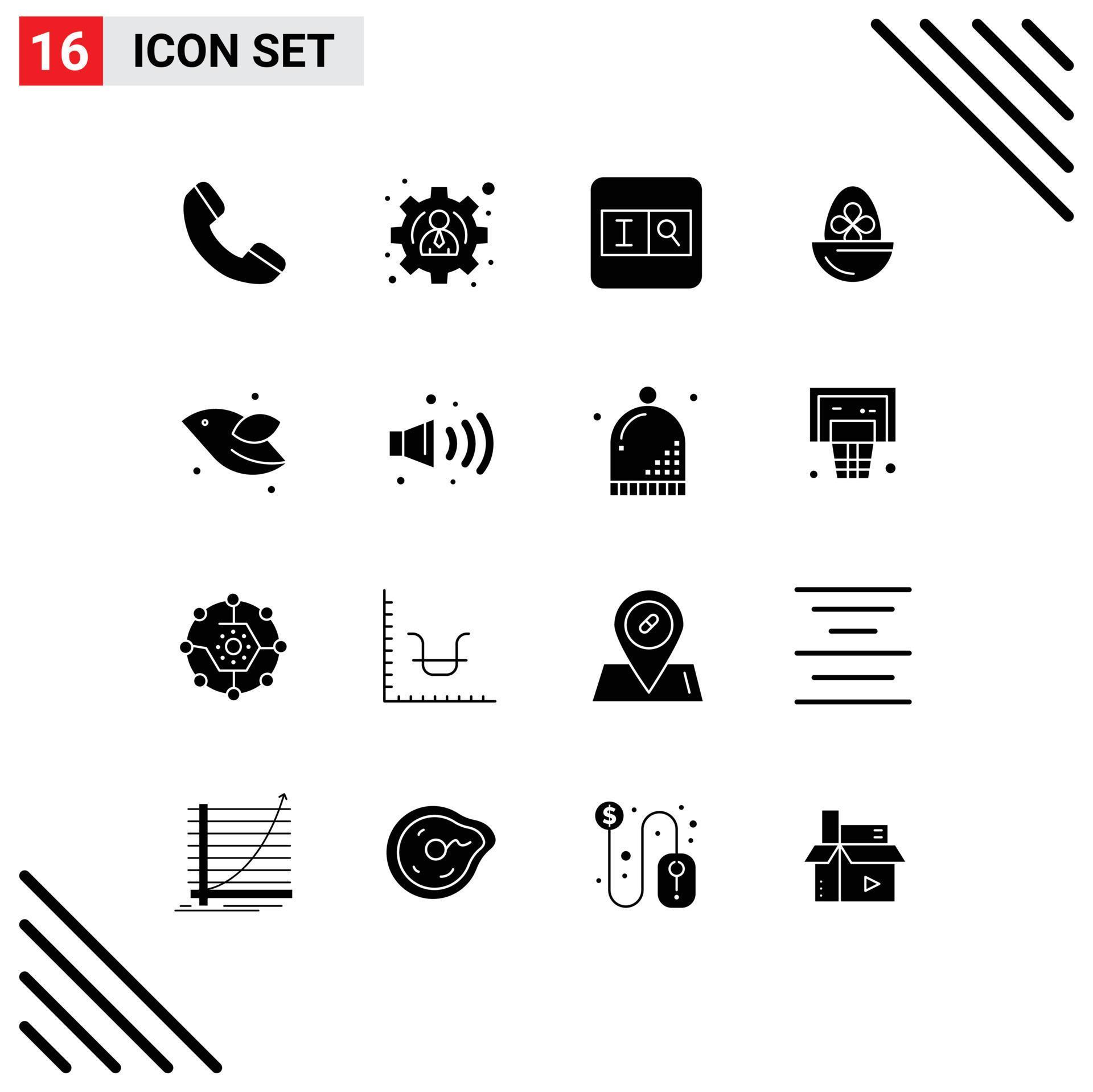 Pack of 16 Modern Solid Glyphs Signs and Symbols for Web Print Media ...
