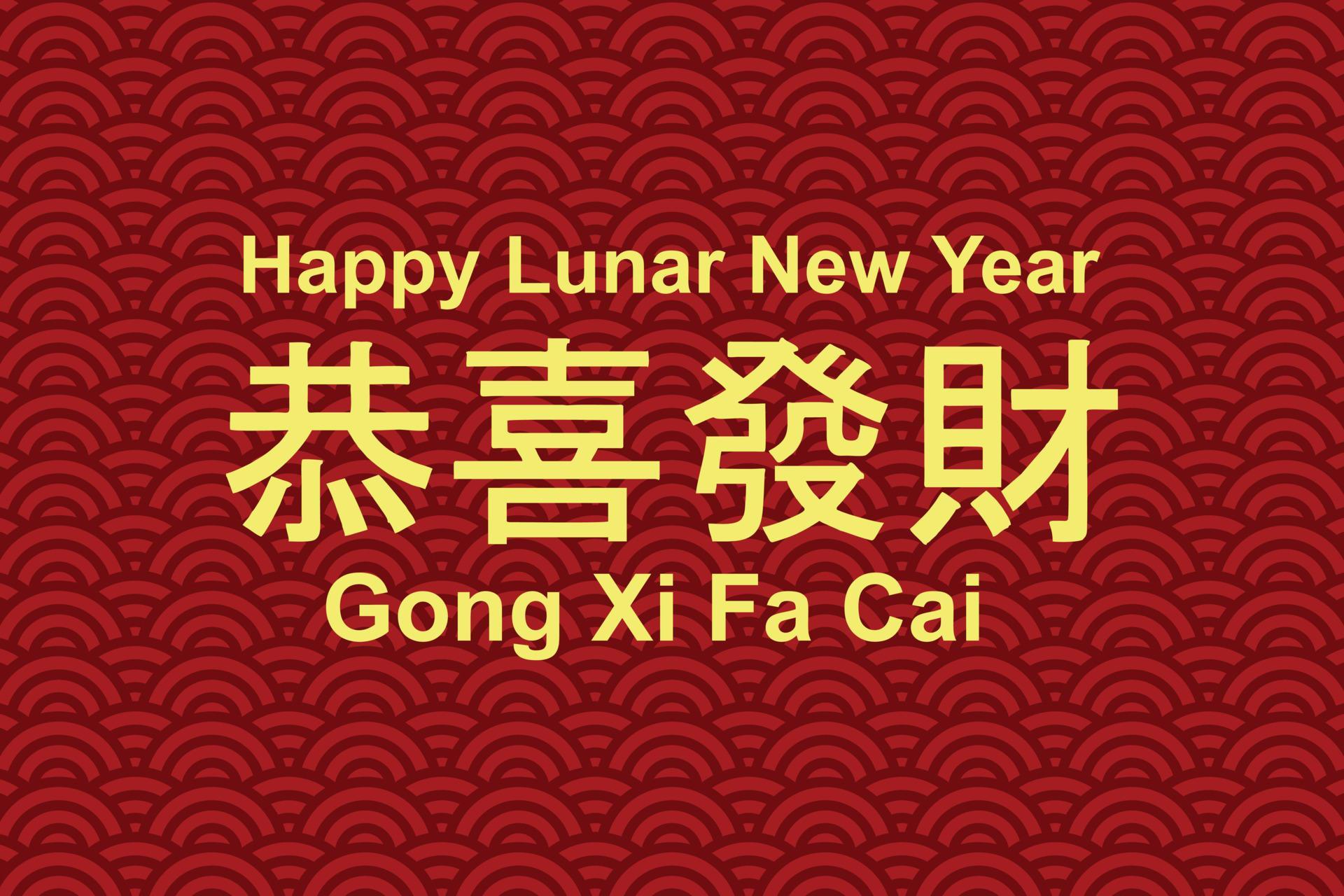 Gong xi fa Cai, Happy Chinese new year greeting with Chinese calligraphy. in English translated ...