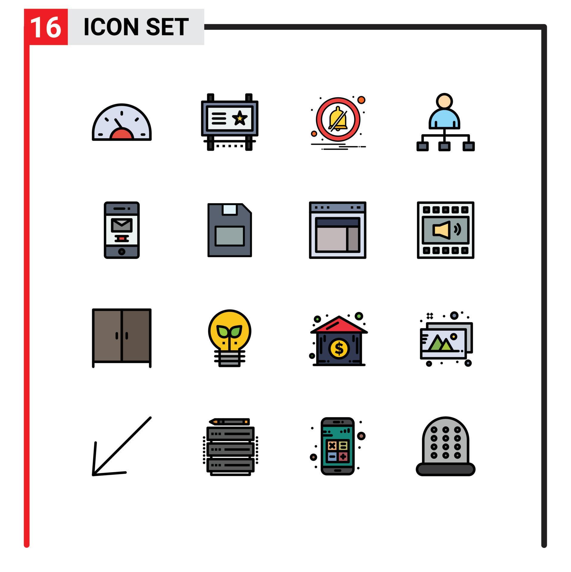 16 Thematic Vector Flat Color Filled Lines And Editable Symbols Of