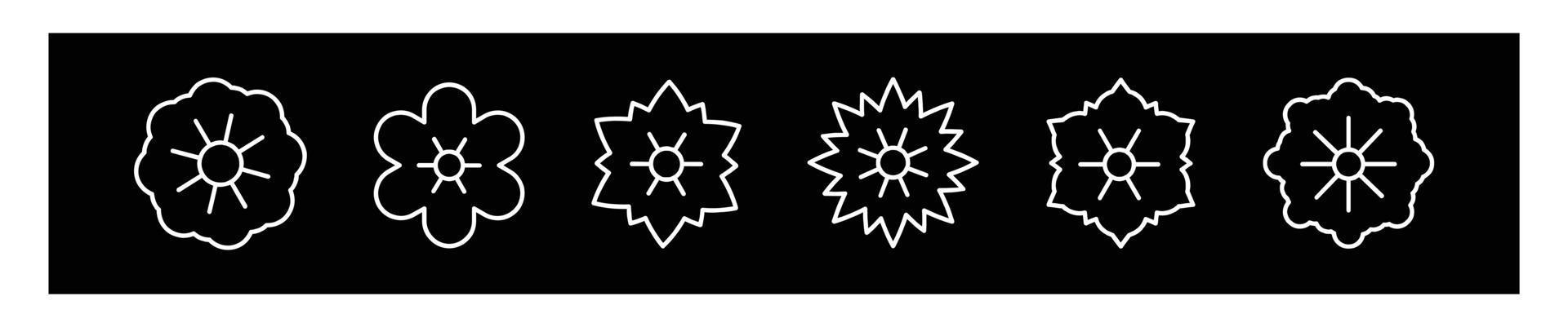 icon line Set of floral elements,Vector flowers black outline ...