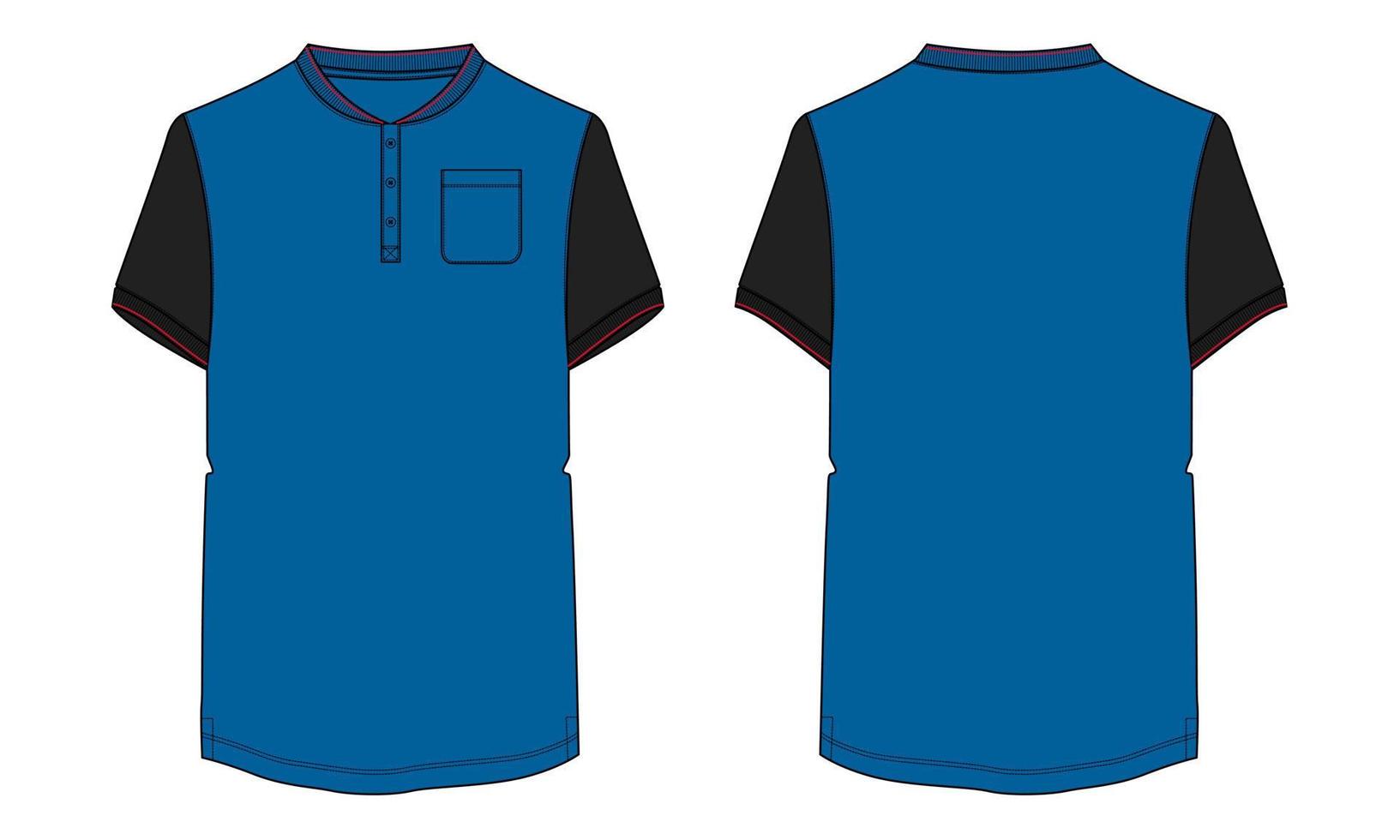Short Sleeve T Shirt With Pocket Technical Fashion Flat Sketch Vector