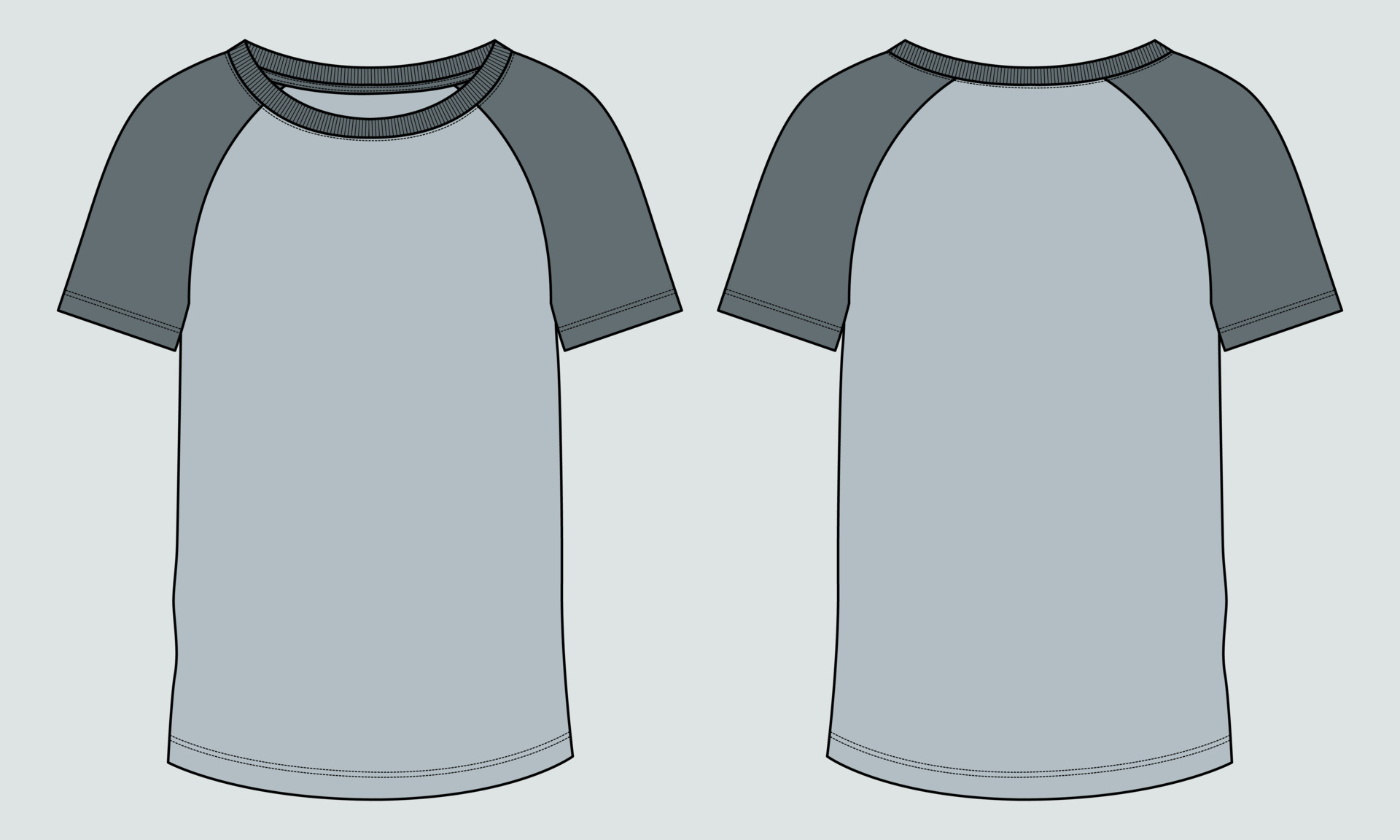 Short sleeve Raglan T shirt technical fashion flat sketch vector ... Short sleeve Raglan T shirt technical fashion flat sketch vector ...