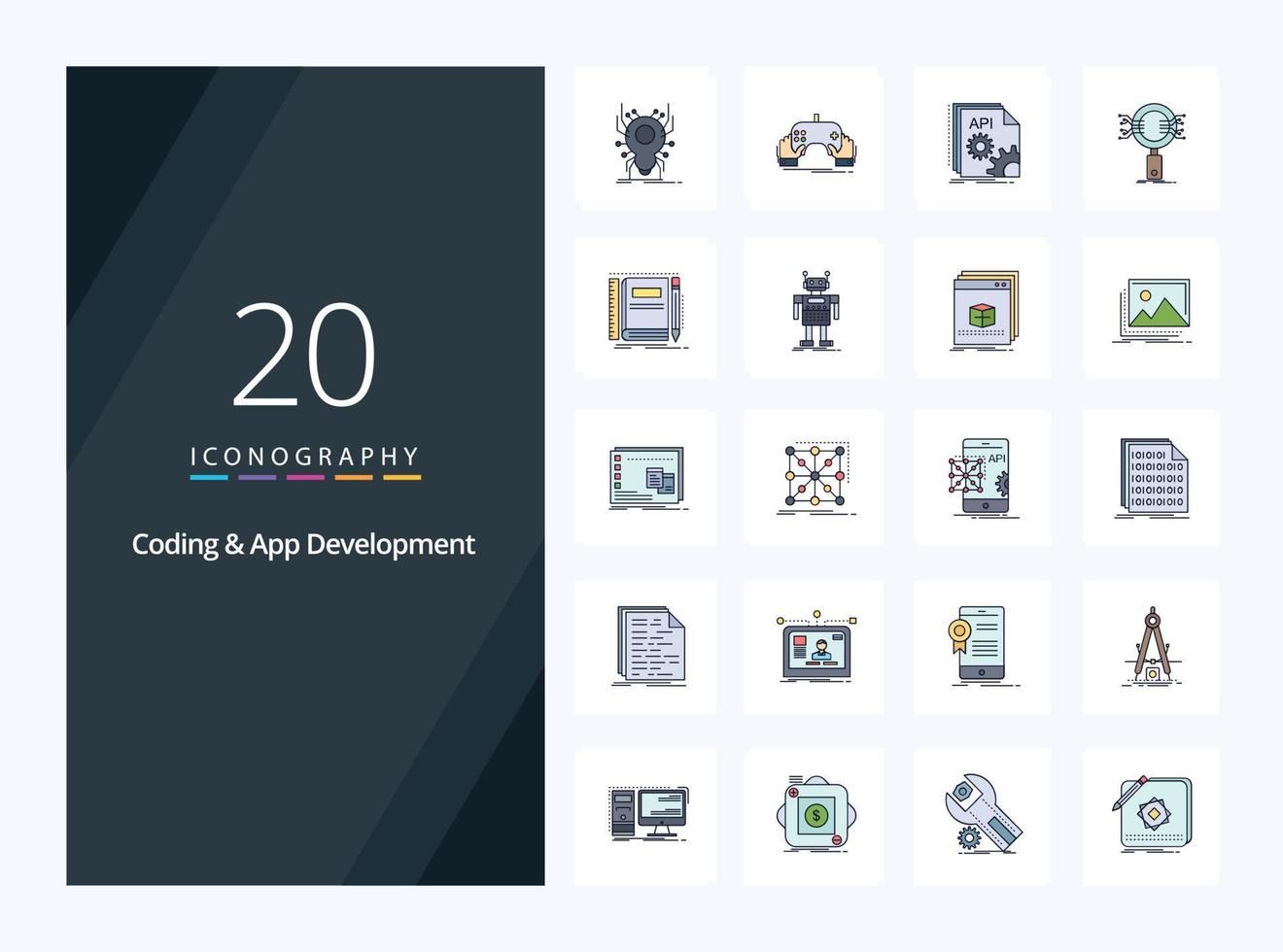 20 Coding And App Development Line Filled Icon For Presentation