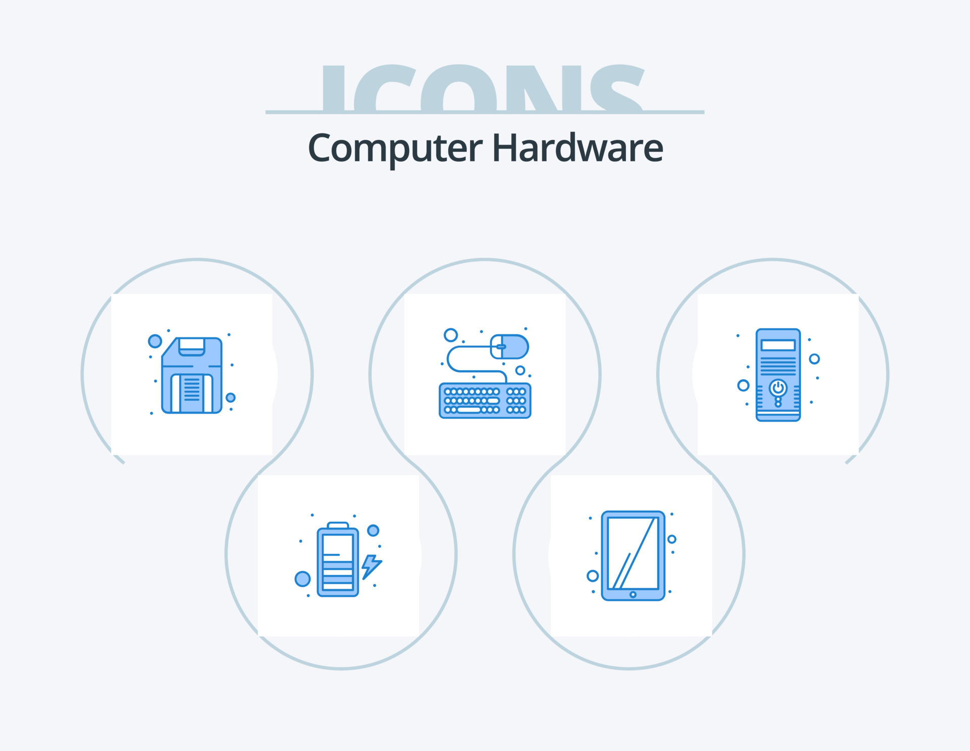 Computer Hardware Blue Icon Pack 5 Icon Design. . pc. floppy. hardware ...