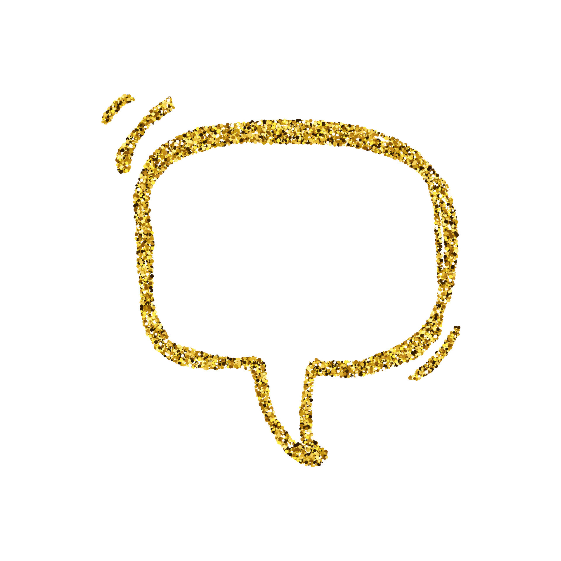 Gold glitter sketch speech bubble. Hand drawn blank Speech Bubble ... Gold glitter sketch speech bubble. Hand drawn blank Speech Bubble ...