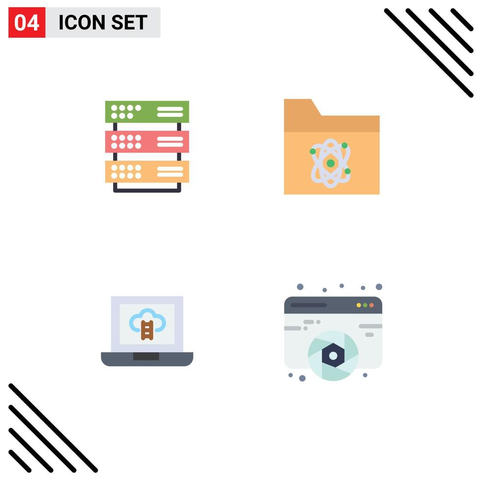 Mobile Interface Flat Icon Set of 4 Pictograms of server laptop network ...