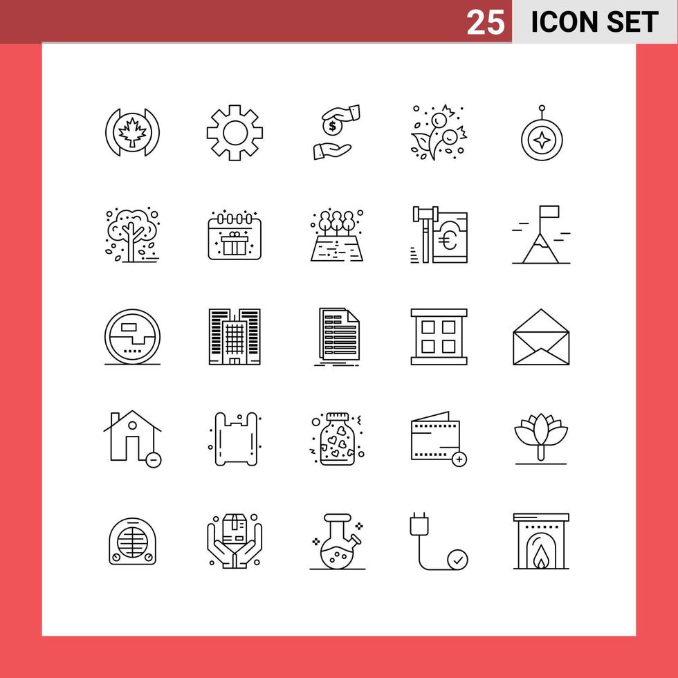 Stock Vector Icon Pack of 25 Line Signs and Symbols for medal badge ...