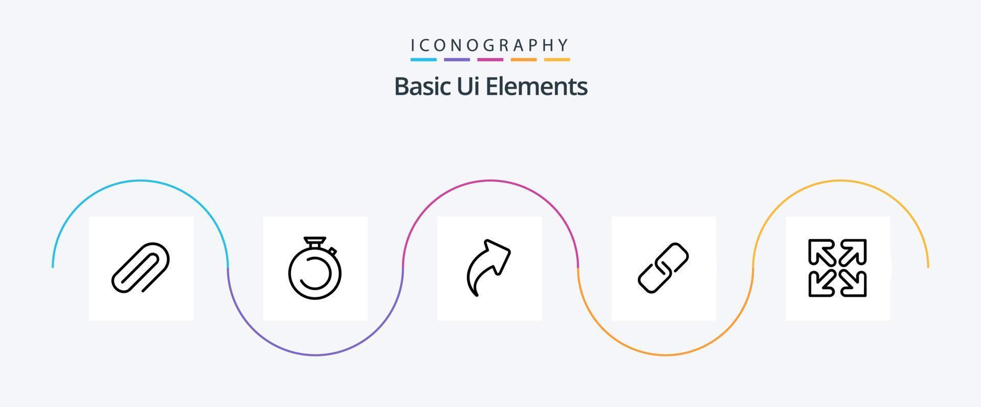 Basic Ui Elements Line 5 Icon Pack Including arrow. pin. watch. paper. right 16810377 Vector Art ...