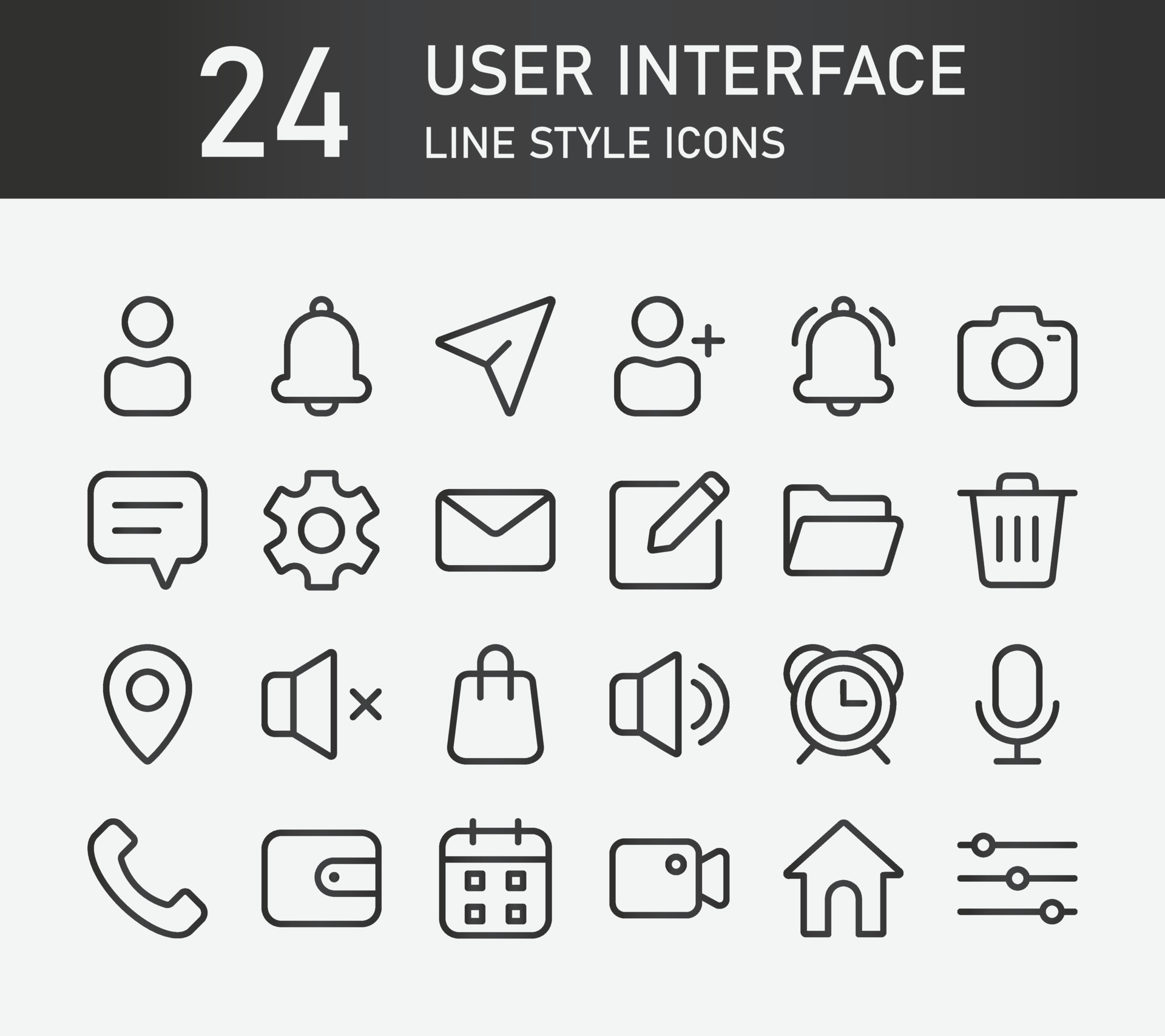 User Interface Outline Icon Collection Contains Such Icons As Interface Essential Message And