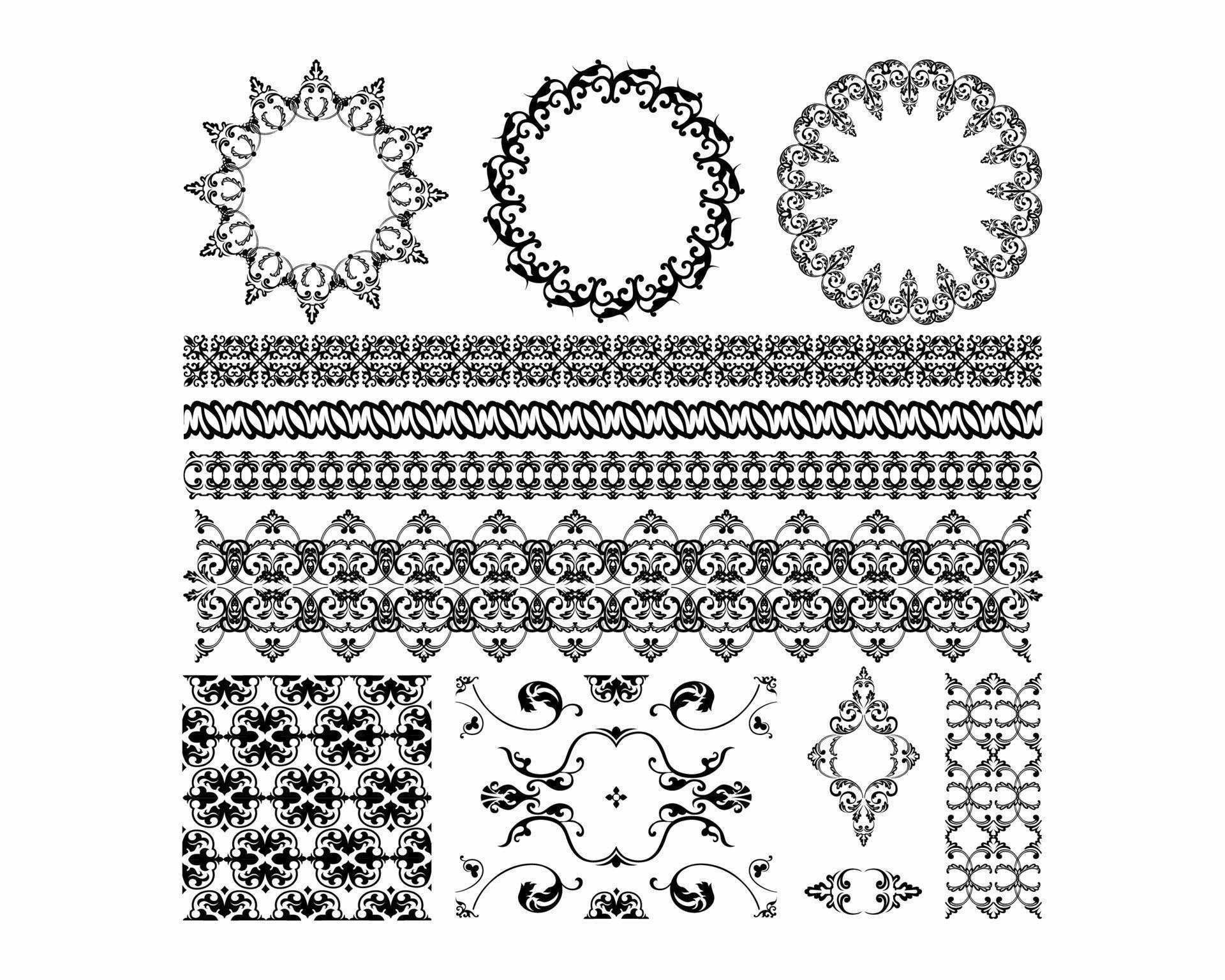 Decorative Vintage Line Elements Collection Vector Illustration Design Elements Garlands