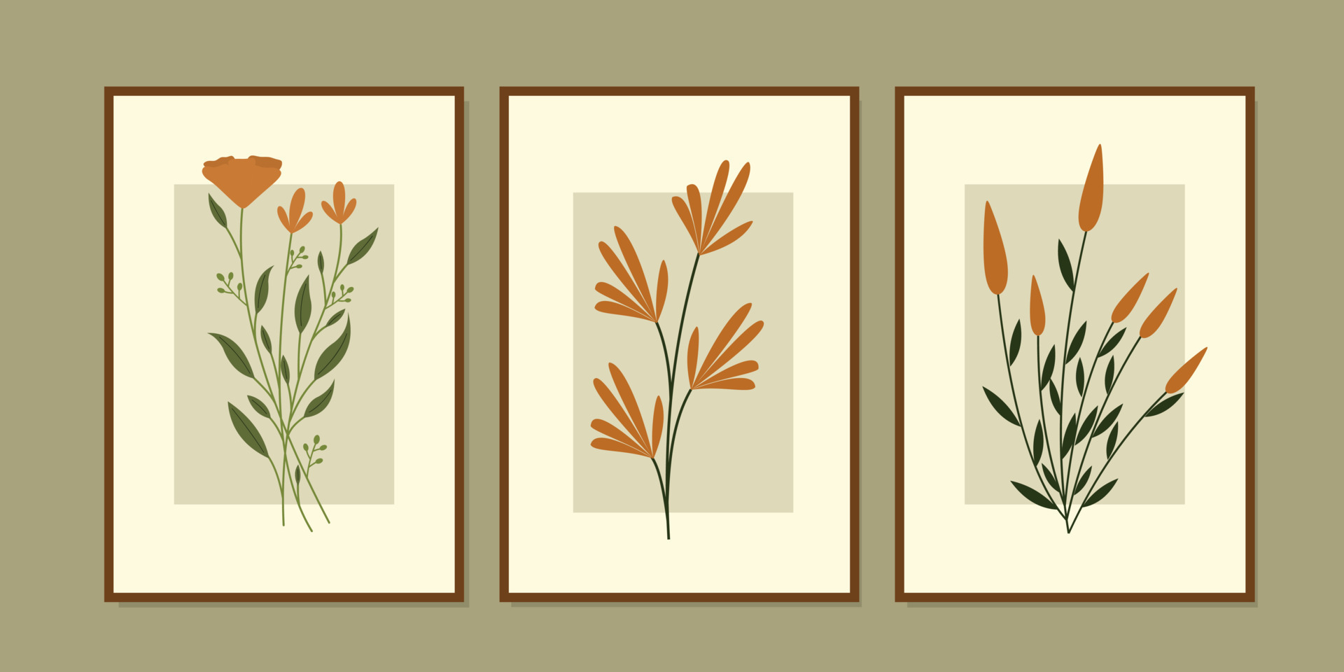 Boho aesthetic abstract botanical wall art poster prints. Scandinavian ...