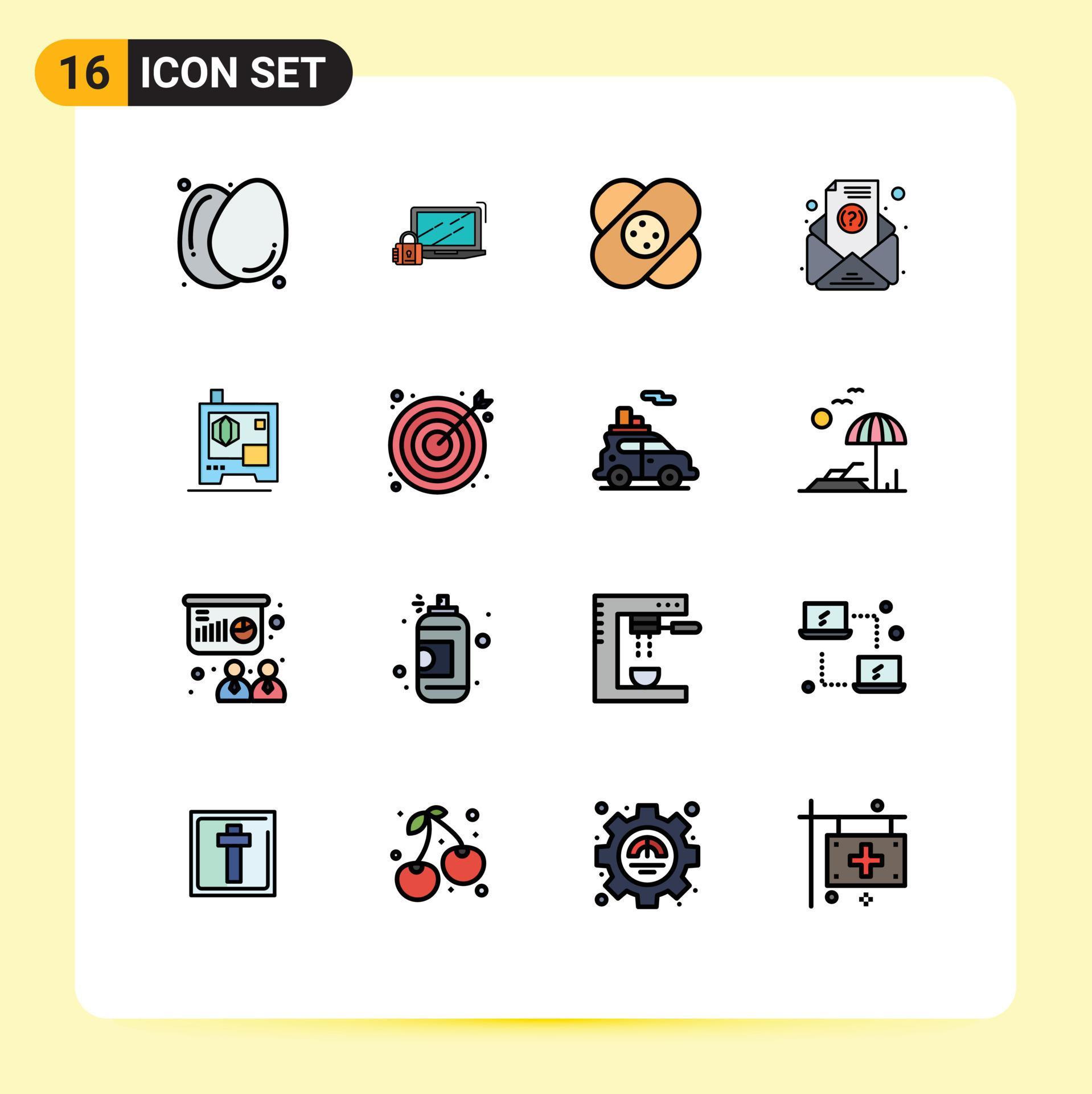 16 Flat Color Filled Line Concept For Websites Mobile And Apps Printing