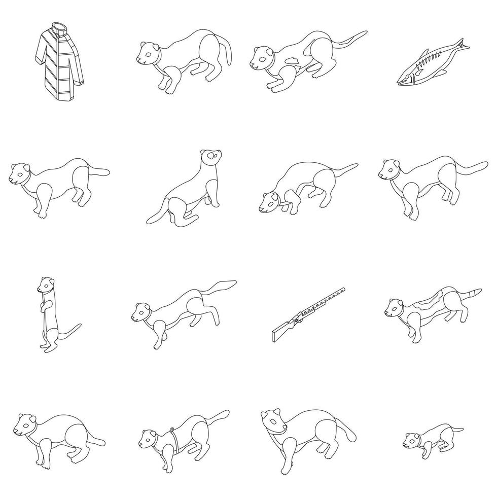 Mink Icons Set Vector Outline 16814279 Vector Art At Vecteezy