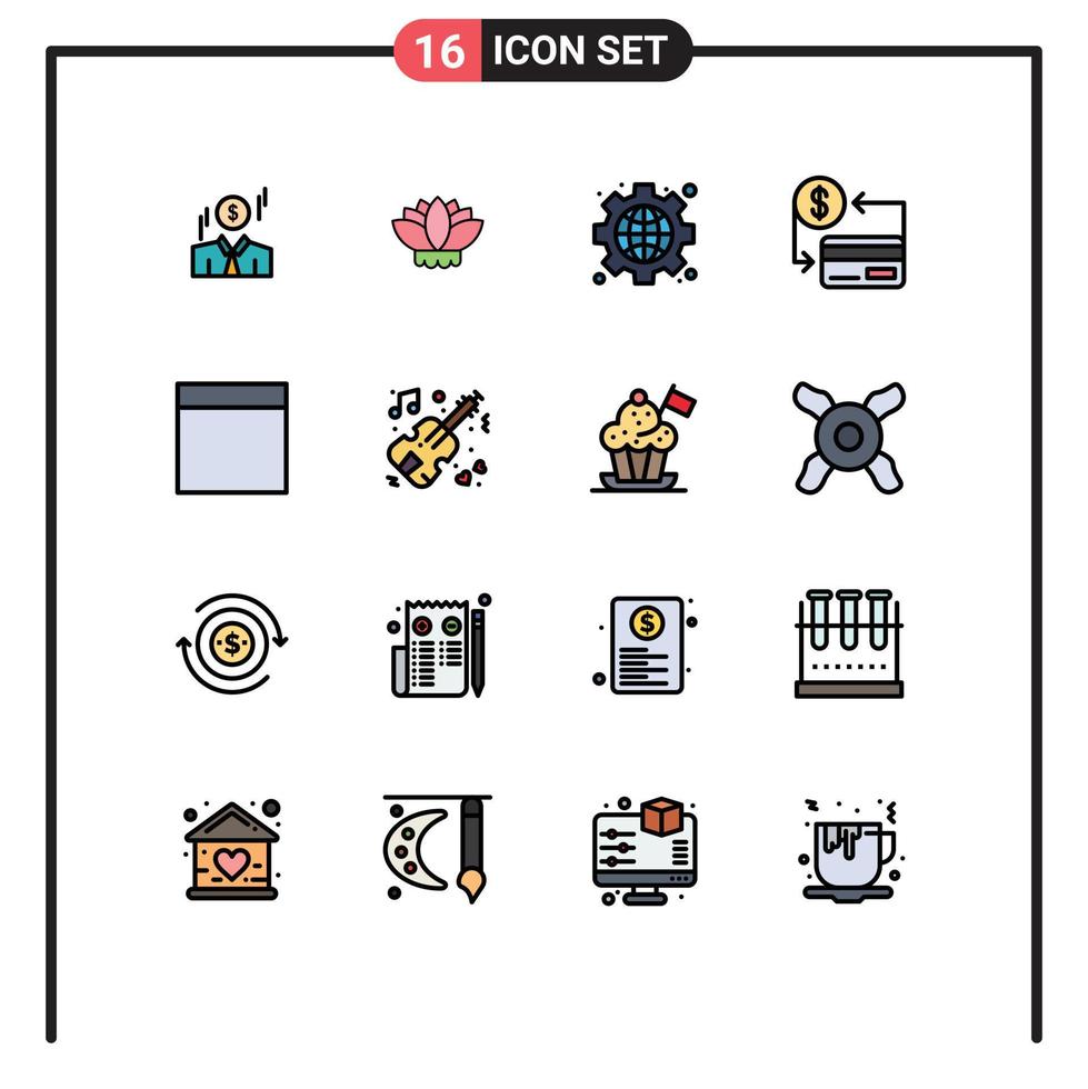 Mobile Interface Flat Color Filled Line Set Of 16 Pictograms Of Wireframe Society Interface