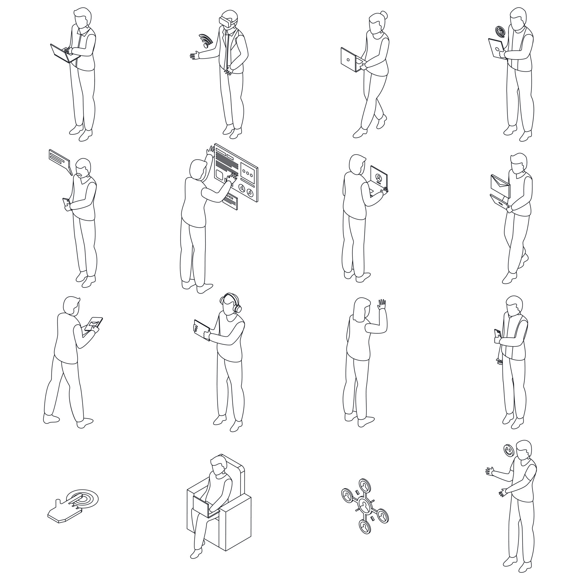 Interaction Icons Set Vector Outline 16815219 Vector Art At Vecteezy