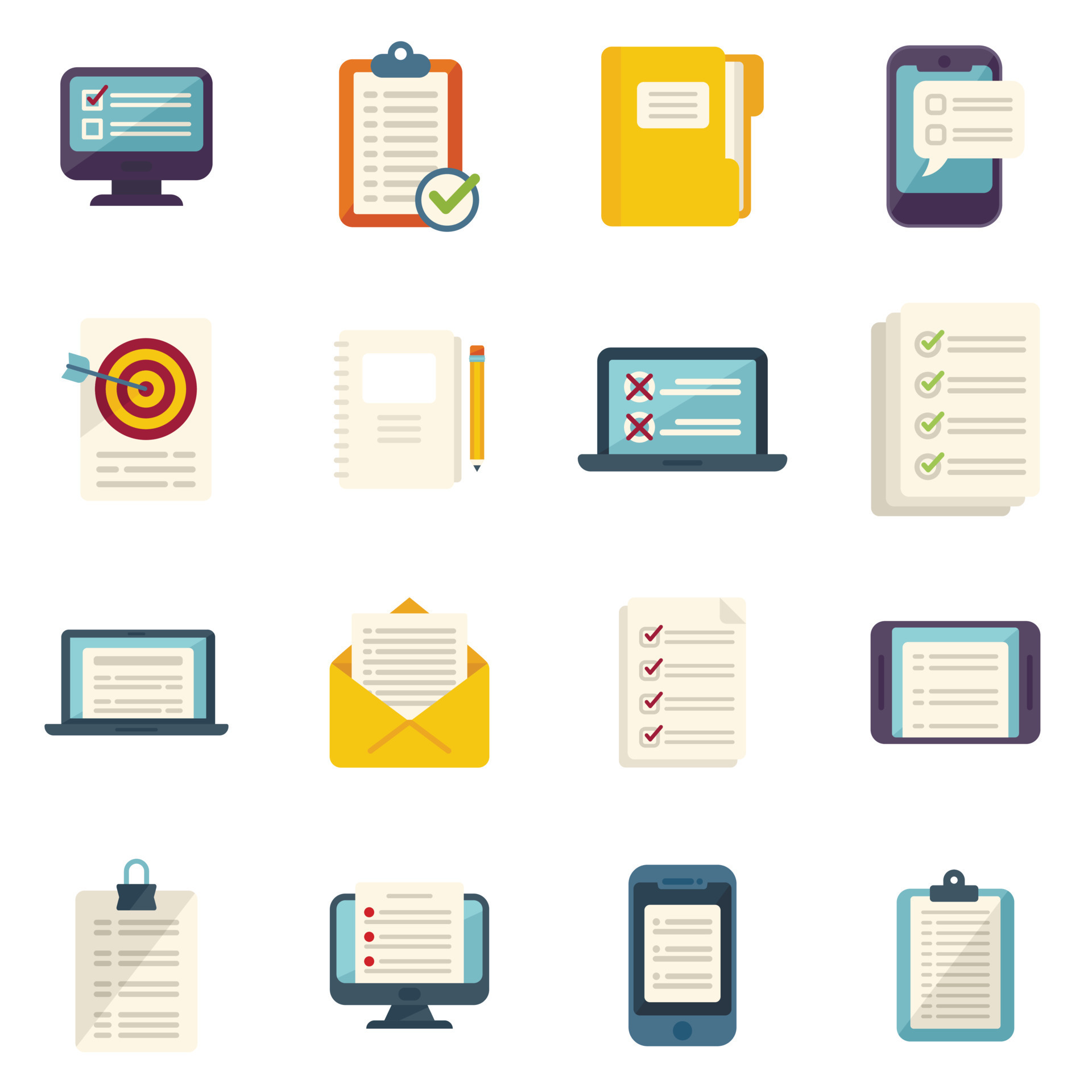 Assignment icons set flat vector. Fast exam 16816297 Vector Art at Vecteezy