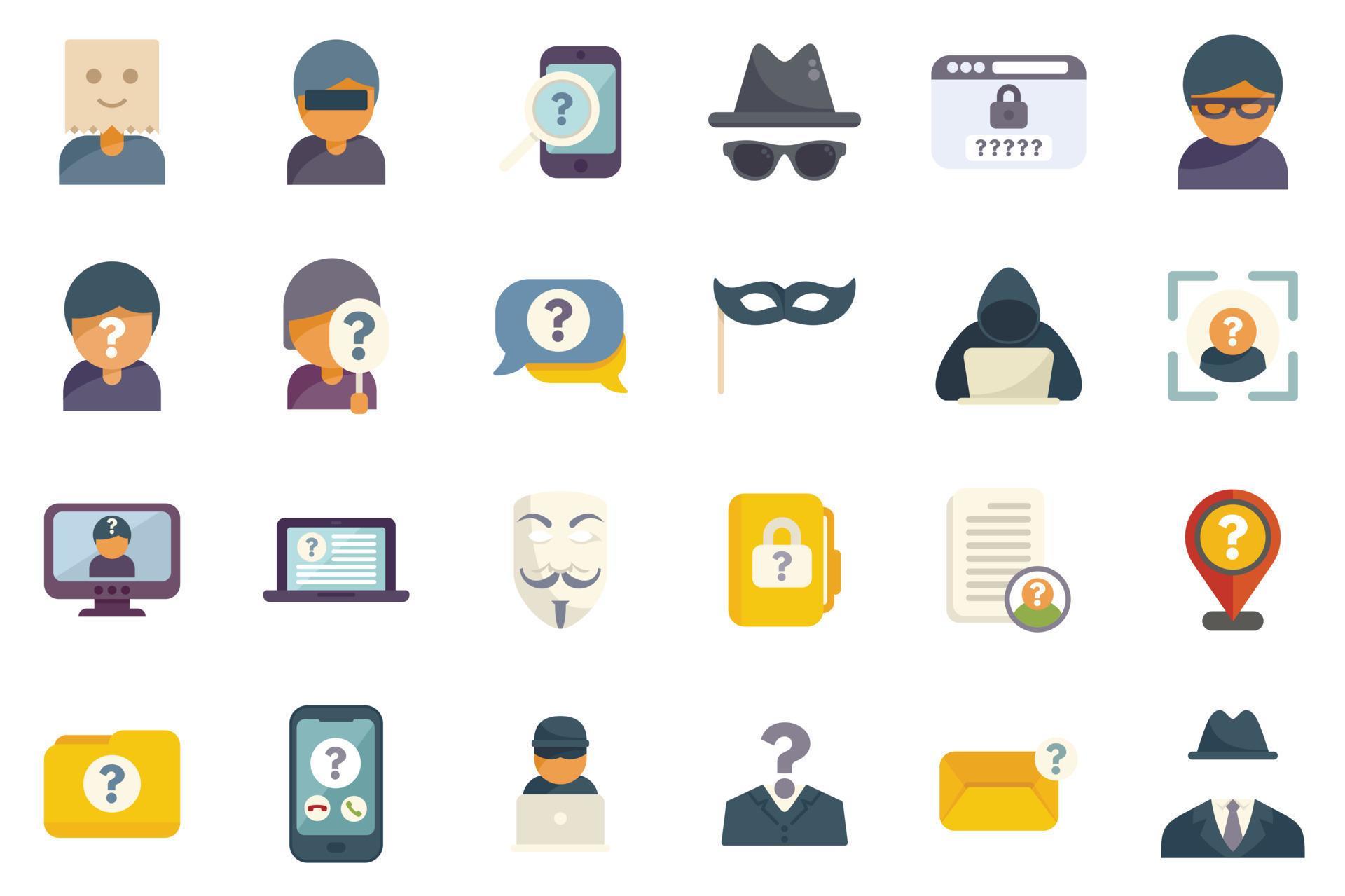 Anonymous icons set flat vector. Human hidden 16817078 Vector Art at ... Anonymous icons set flat vector. Human hidden 16817078 Vector Art at ...