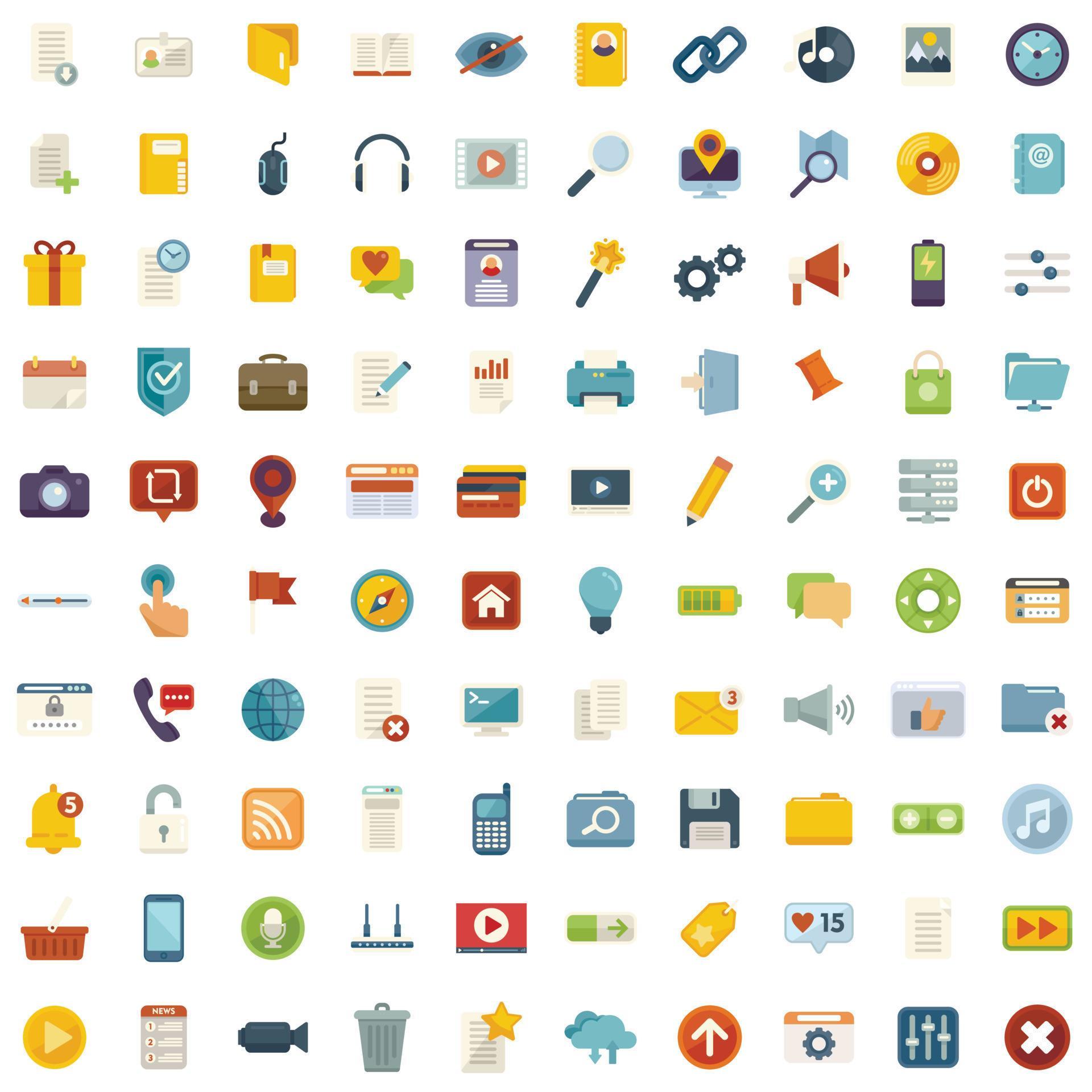 Interface icons set flat vector. Comment browser 16817243 Vector Art at ...