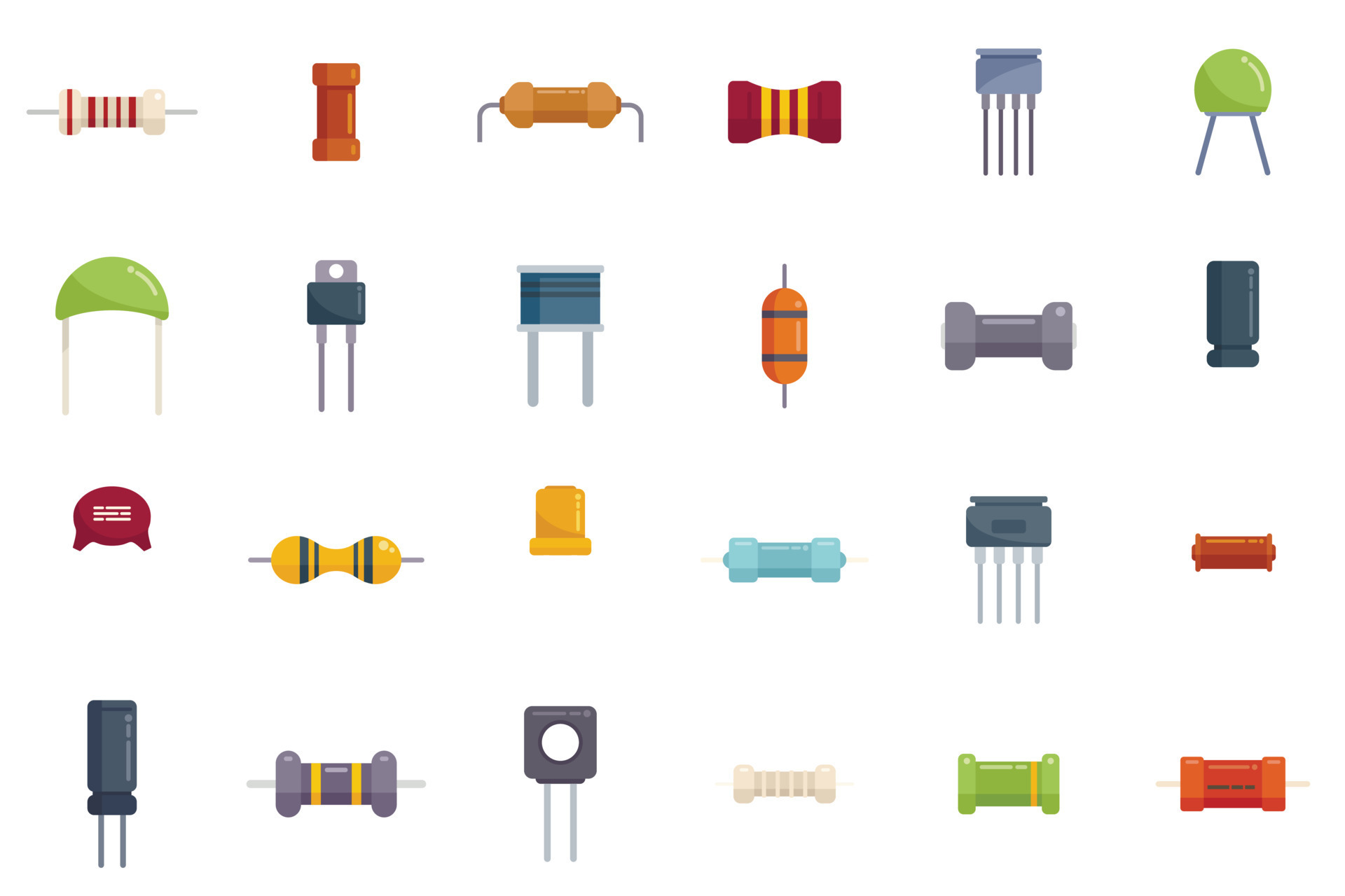 Resistor Icons Set Flat Vector Capacitor Chip 16817324 Vector Art At