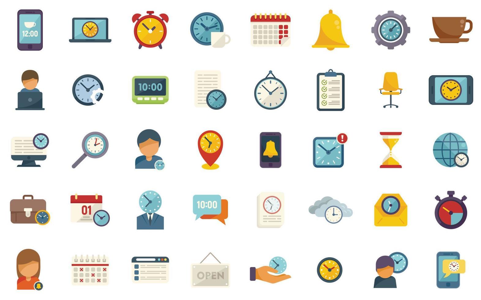 Flexible working hours icons set flat vector. Alarm clock 16817328 ... Flexible working hours icons set flat vector. Alarm clock 16817328 ...