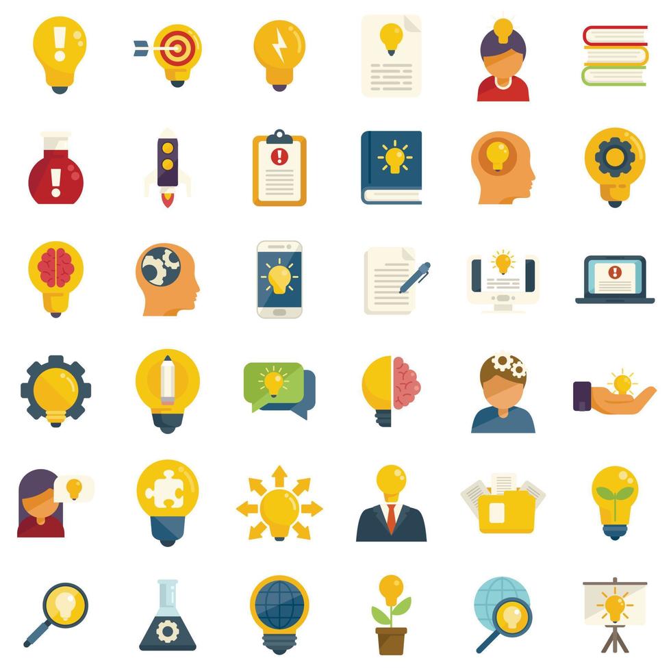 Idea icons set flat vector. Light bulb 16817980 Vector Art at Vecteezy Idea icons set flat vector. Light bulb 16817980 Vector Art at Vecteezy