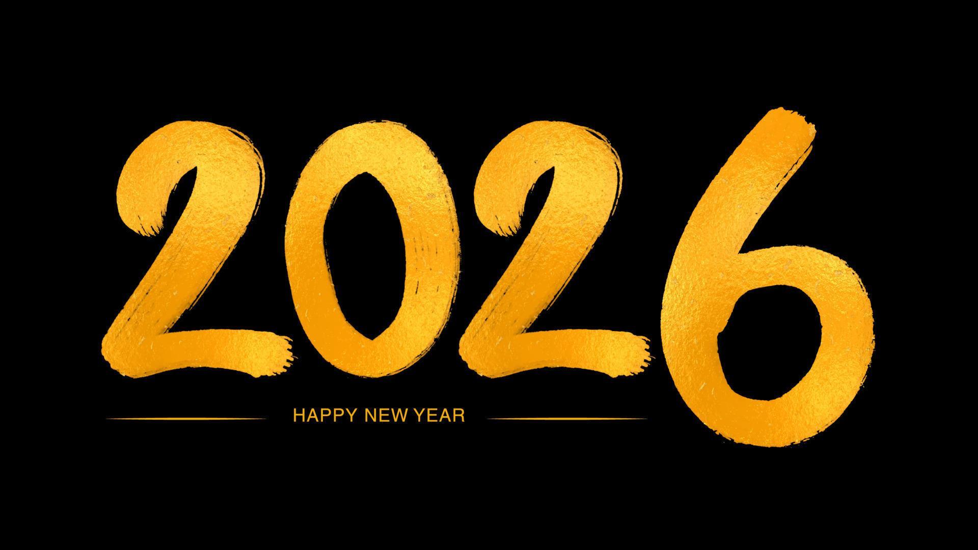 Happy new year 2026 Golden numbers handwritten calligraphy, 2026 year ... Happy new year 2026 Golden numbers handwritten calligraphy, 2026 year ...
