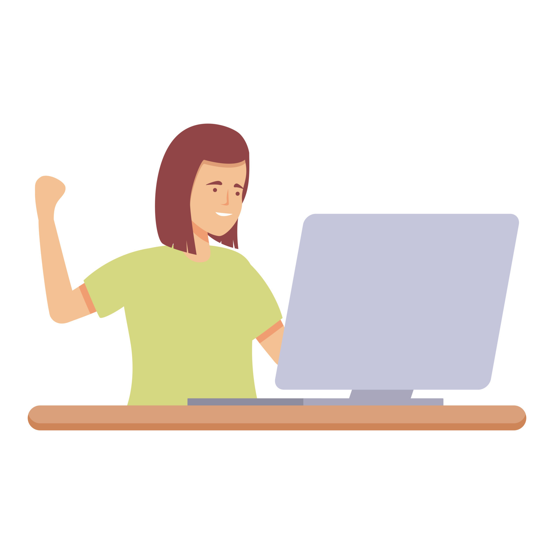 Success Girl Programming Icon Cartoon Vector Computer Education