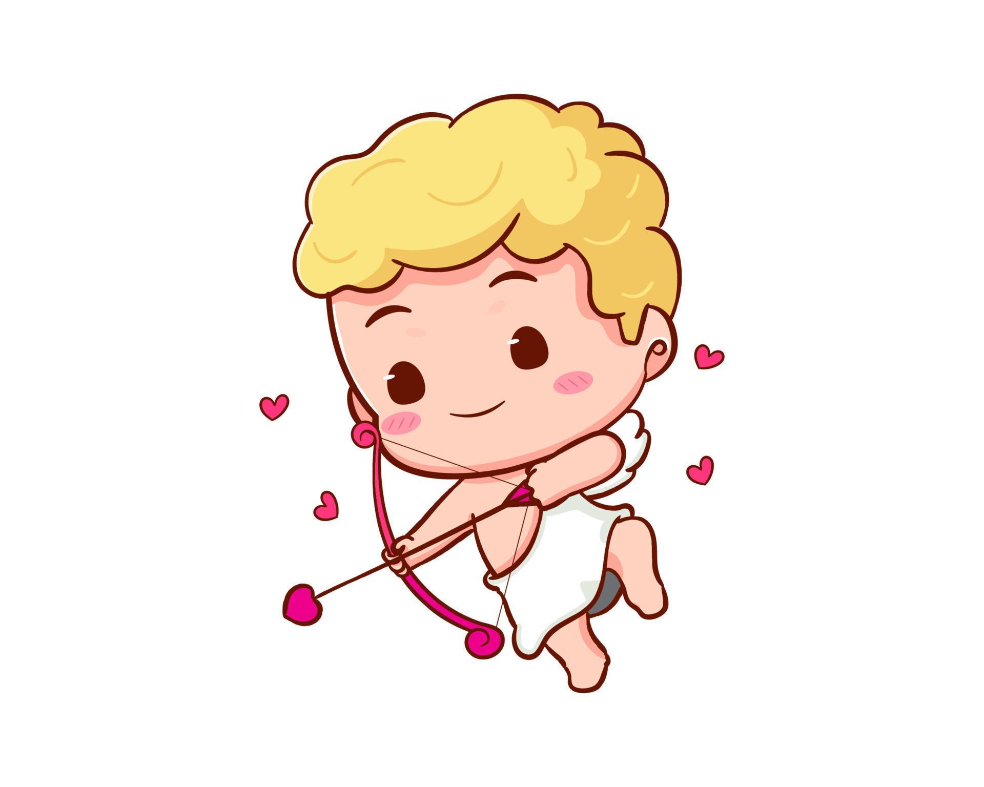 Cute Adorable Cupid cartoon character. Amur babies, little angels or ...