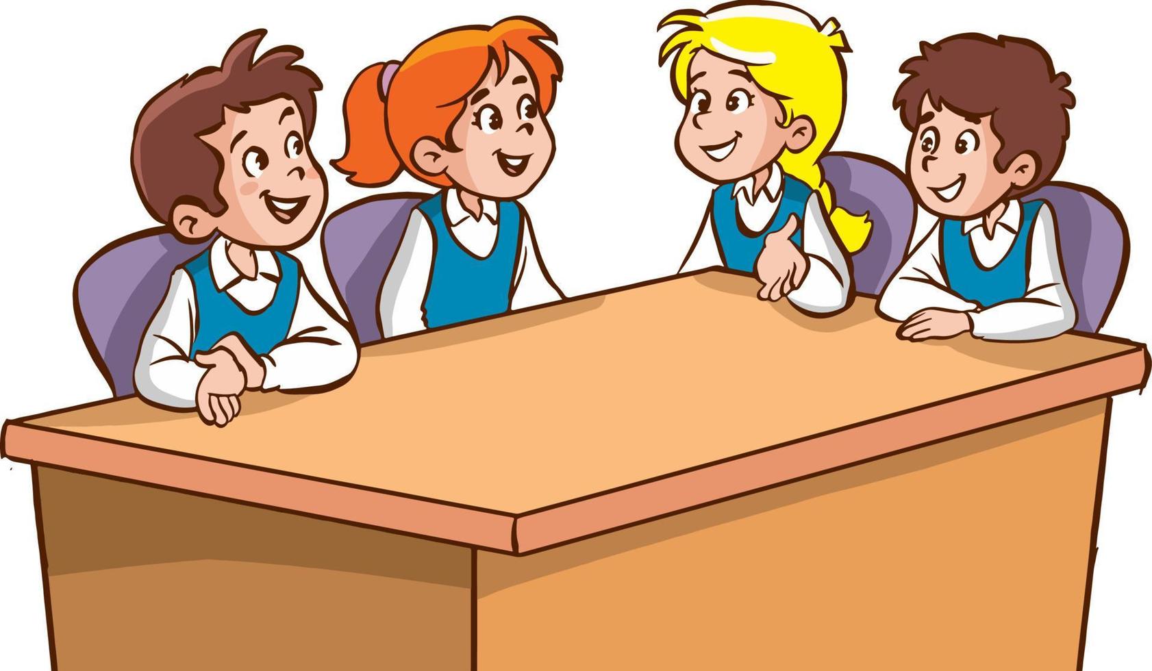 cute little students chatting at the table.students doing group work ... cute little students chatting at the table.students doing group work ...