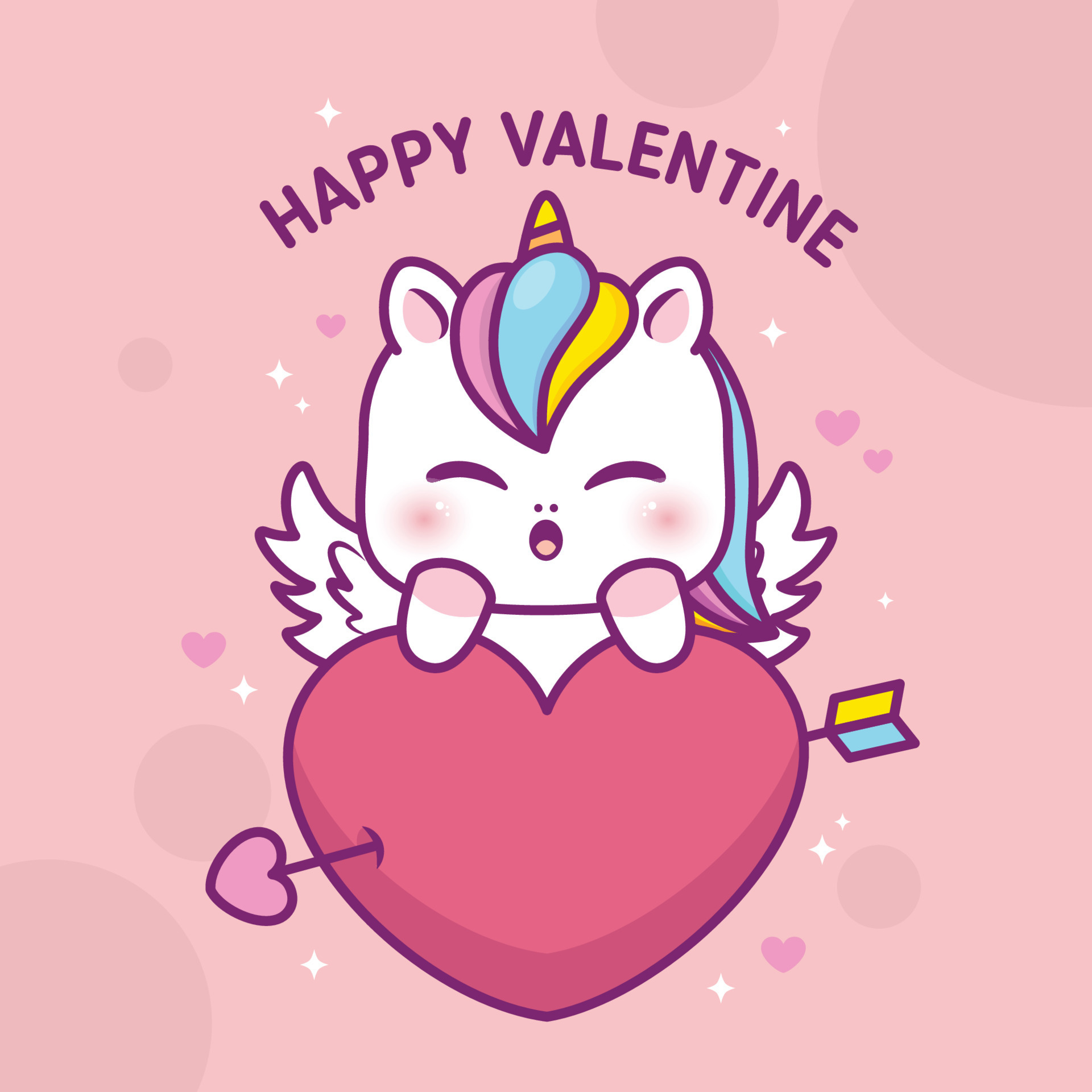 cute valentines day with unicorn illustration 16826665 Vector Art at ...