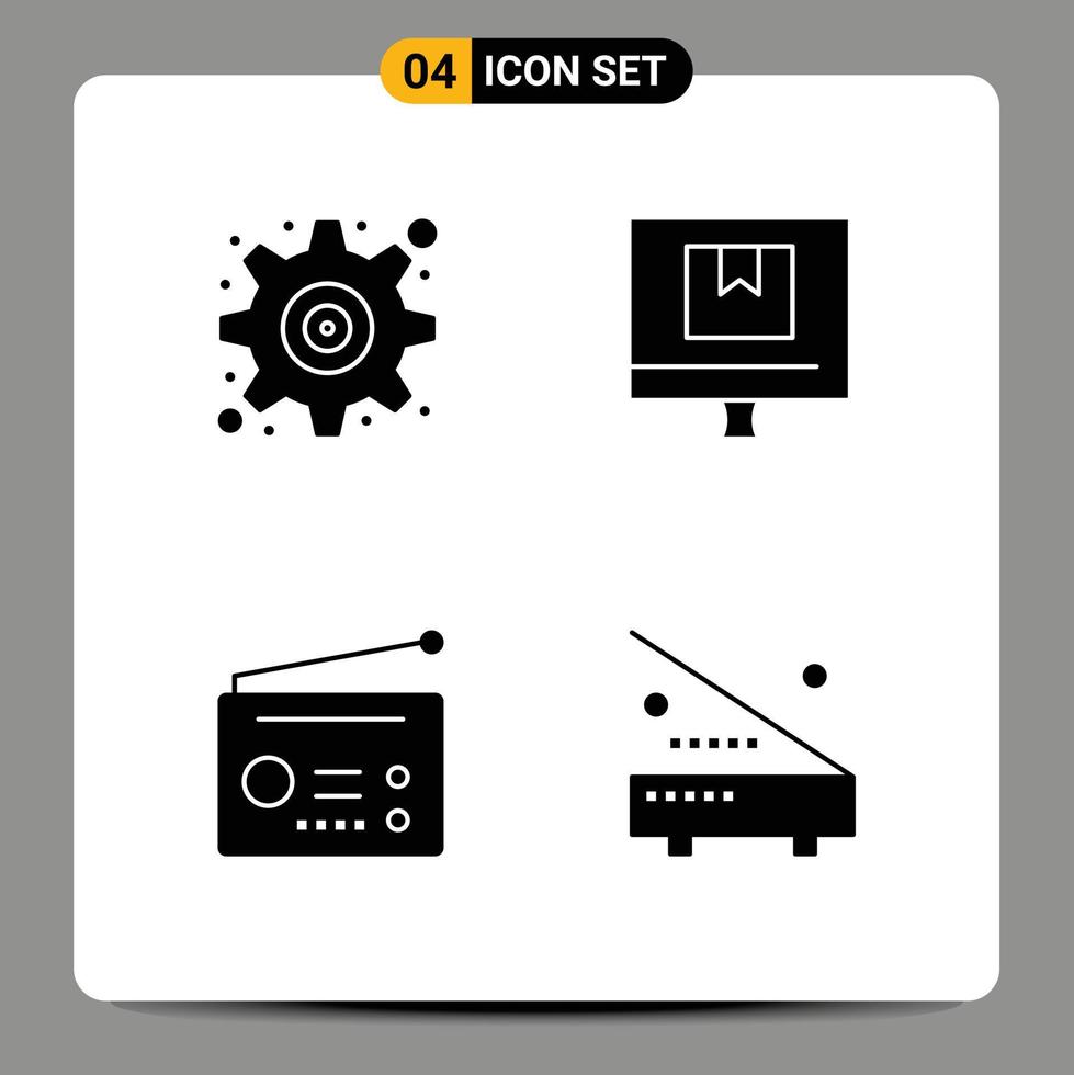 User Interface Pack Of 4 Basic Solid Glyphs Of Gear Devices User