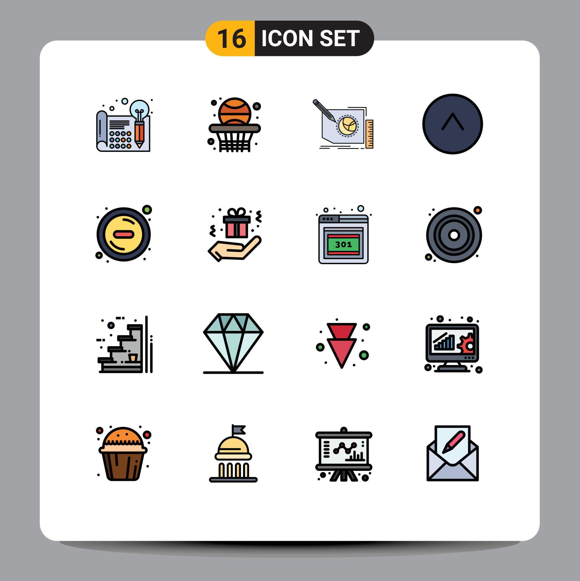 Editable Vector Line Pack of 16 Simple Flat Color Filled Lines of ...