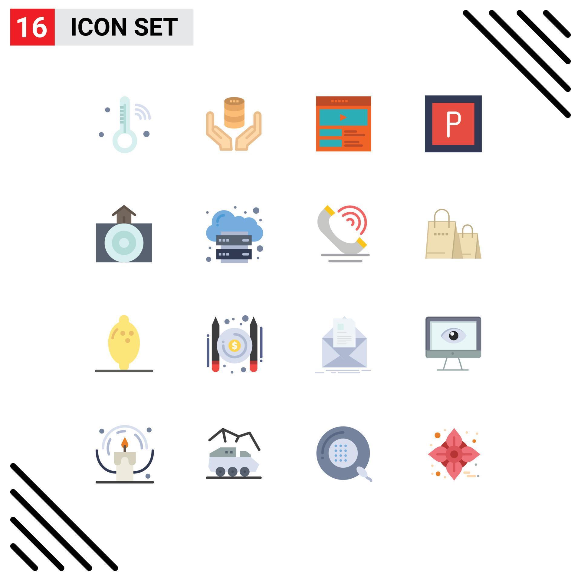 User Interface Pack Of 16 Basic Flat Colors Of Nature Earthquake Server Vehicles Website