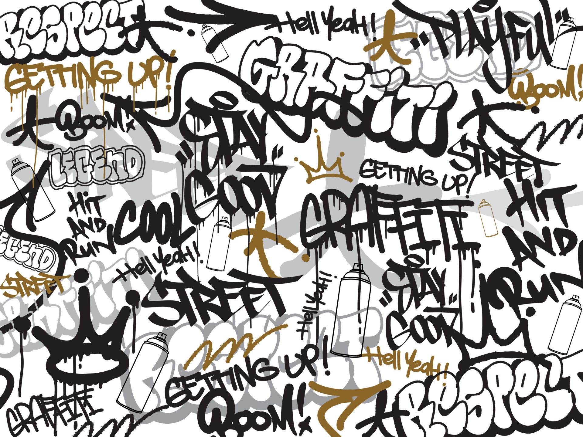 Vector Illustration Of Graffiti Background Seamless Graffiti Art Textures In A Hand Drawn Style