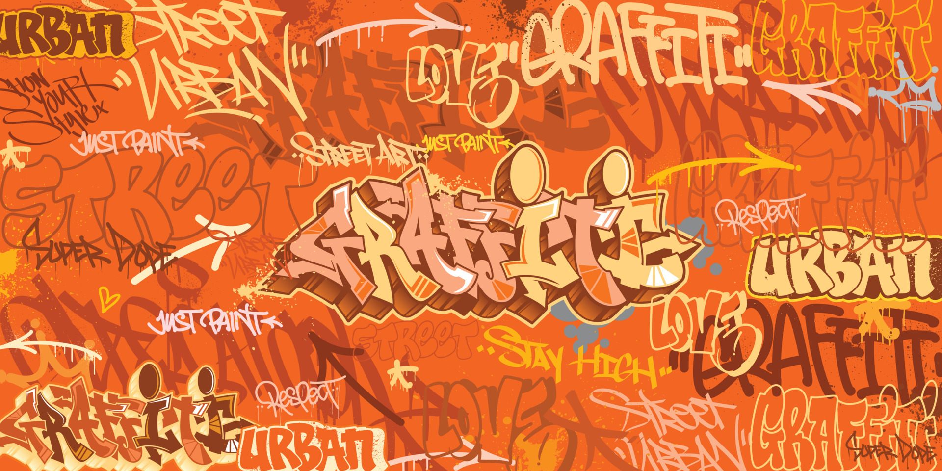 Vector Illustration Of Graffiti Background Seamless Graffiti Art Textures In A Hand Drawn Style