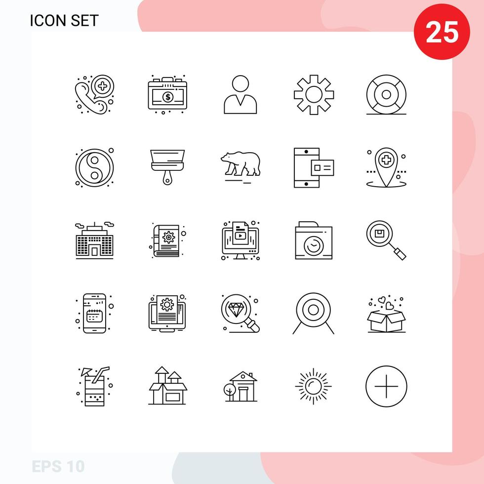 User Interface Pack Of 25 Basic Lines Of Ux Help Man Essential Gear Editable Vector Design