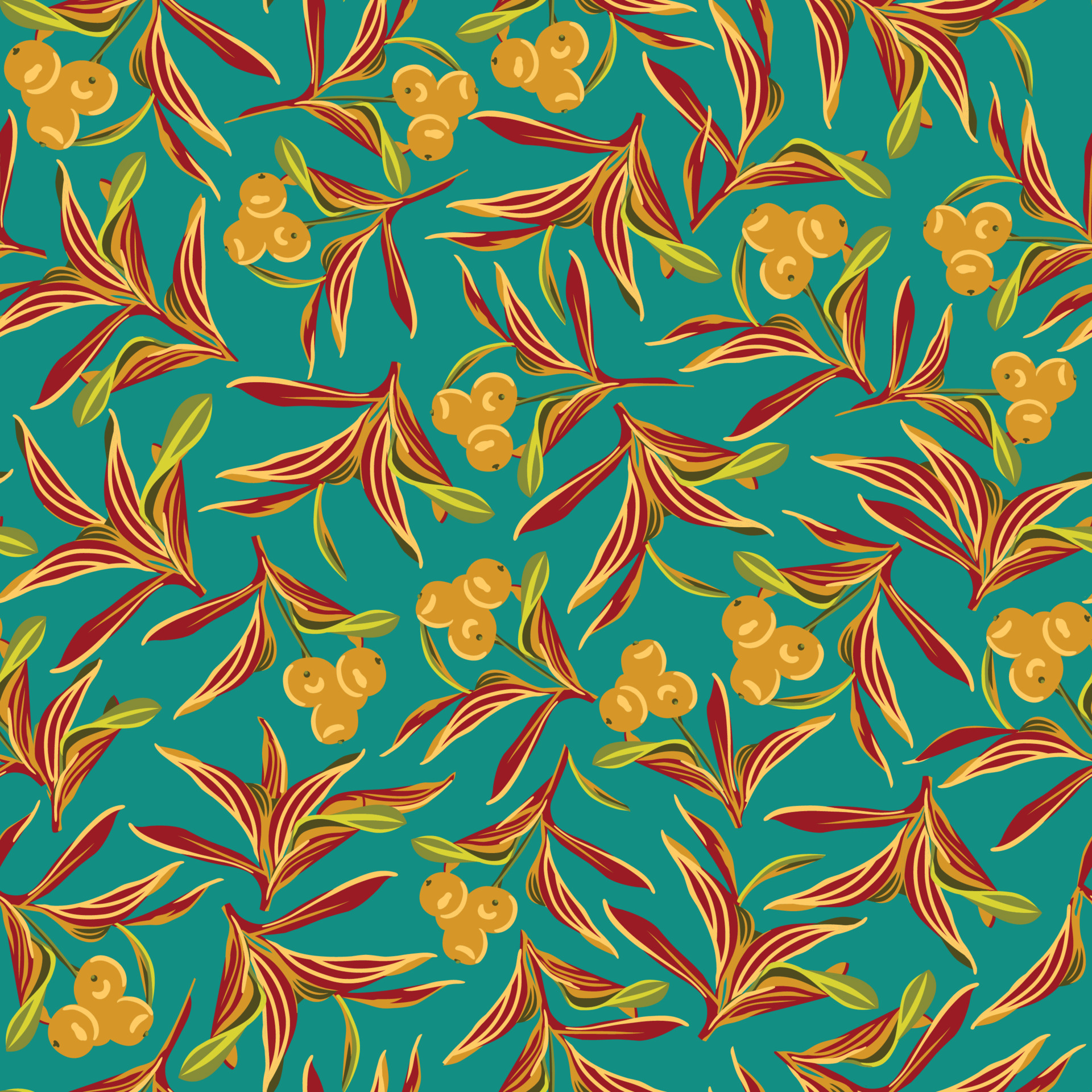 Seamless Floral Pattern In Vector Wild Flowers Leaves Branches