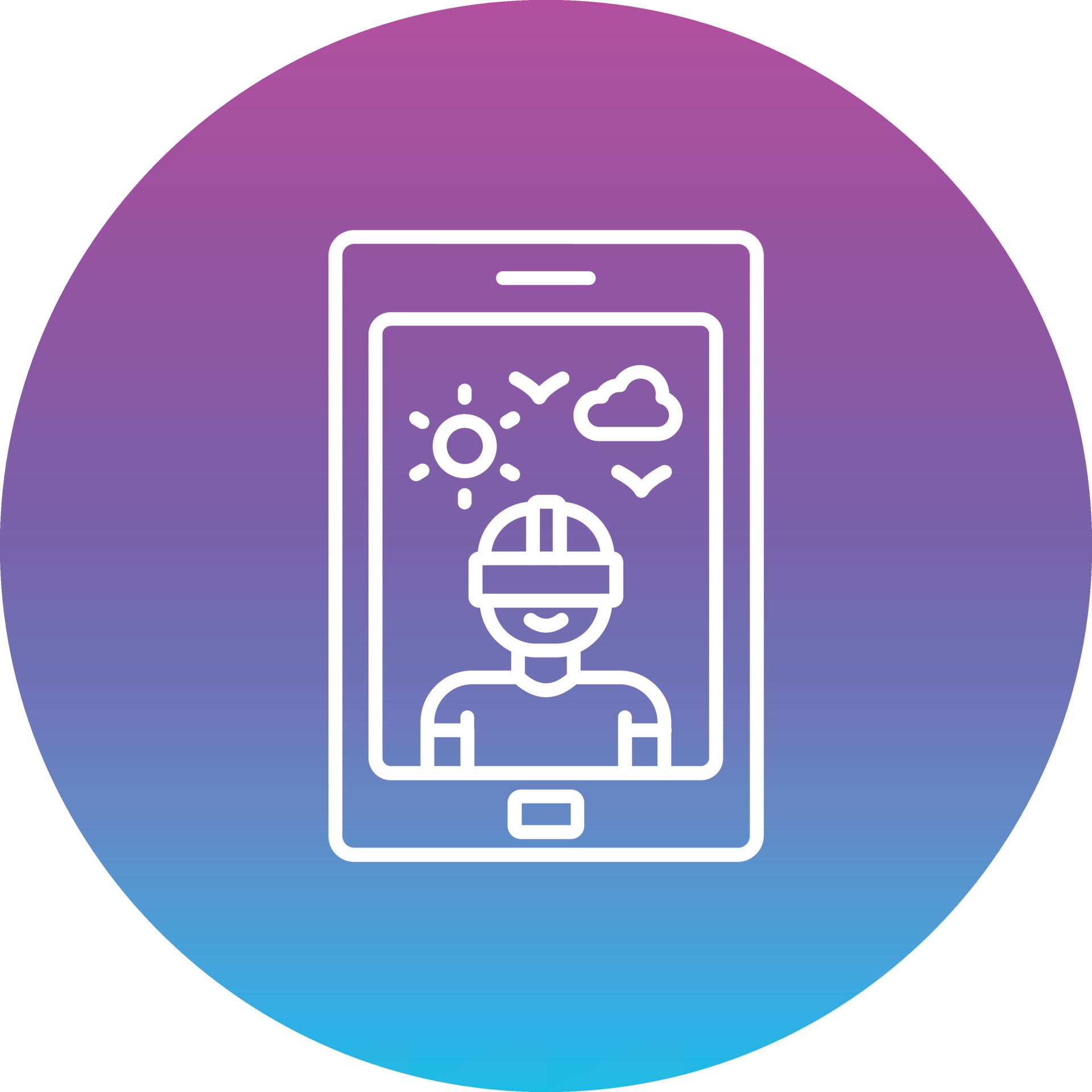 Tablet Gradient Circle Line Inverted Icon 16844408 Vector Art At Vecteezy