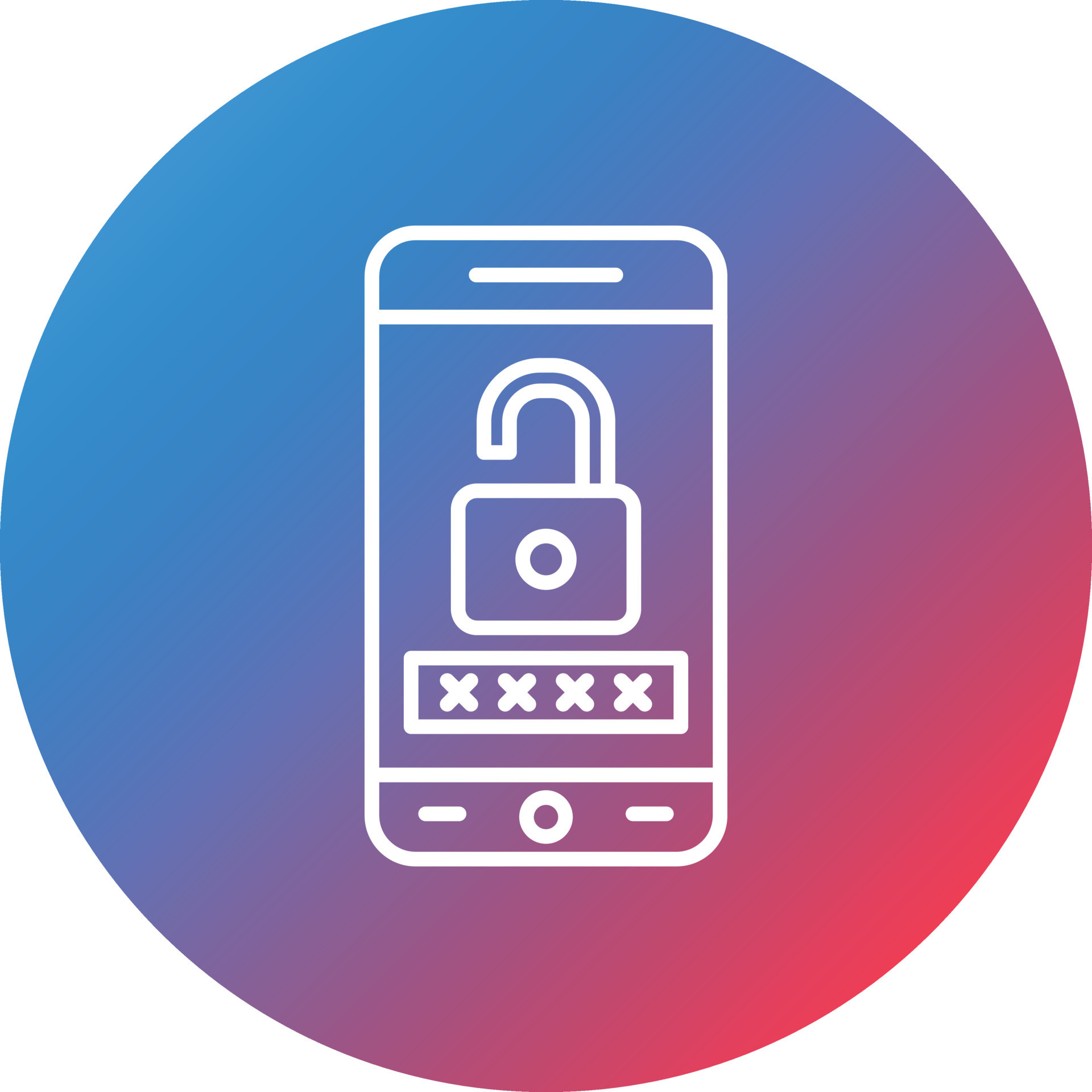 Mobile Password Line Gradient Circle Background Icon 16857114 Vector