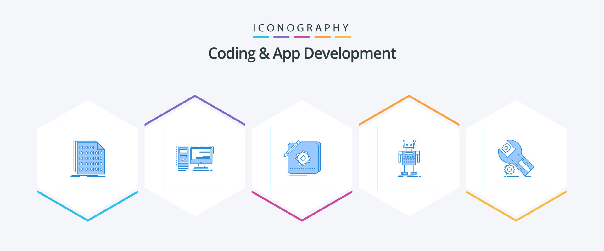 Coding And App Development 25 Blue icon pack including artificial ...
