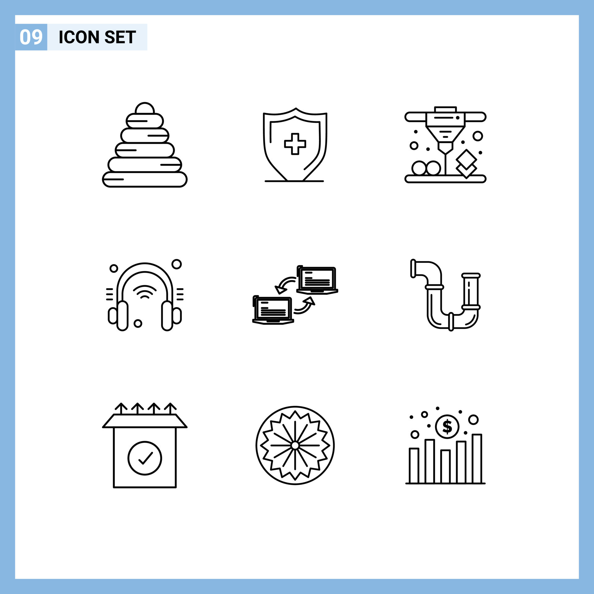 9 Universal Outline Signs Symbols of network connection direct computer ...