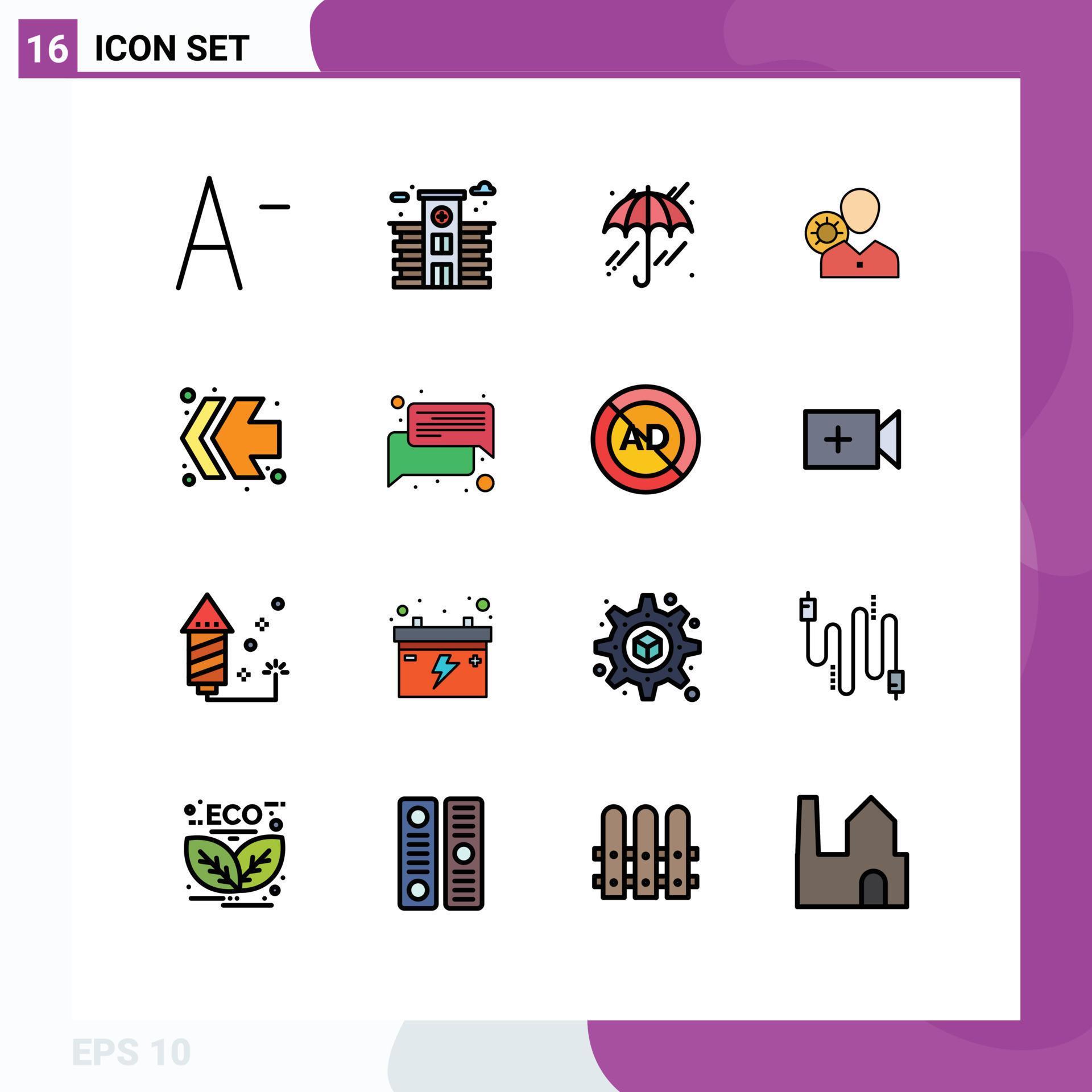 Set of 16 Modern UI Icons Symbols Signs for left arrows work user ...