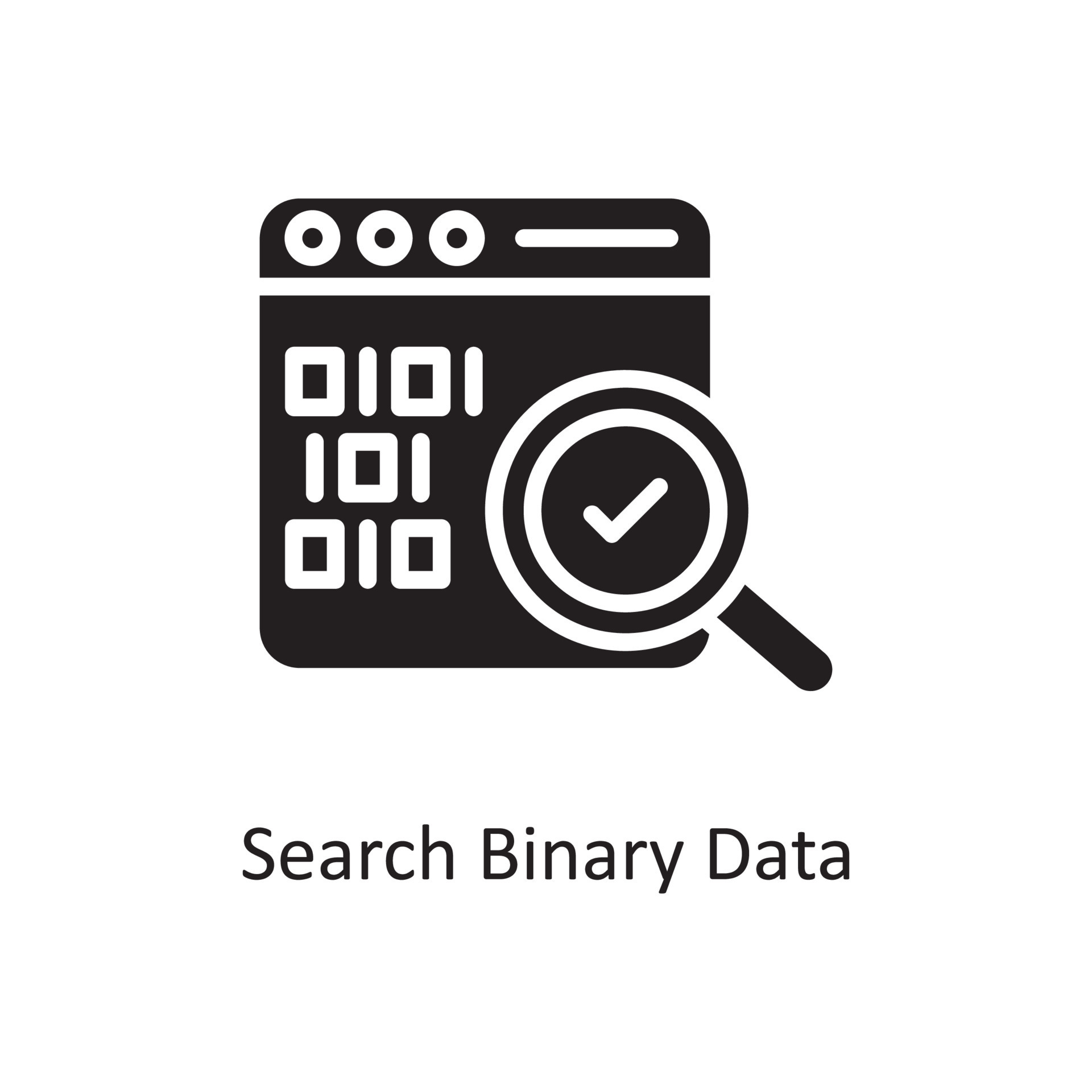 Search Binary Data Vector Solid Icon Design Illustration Business And Data Management Symbol On